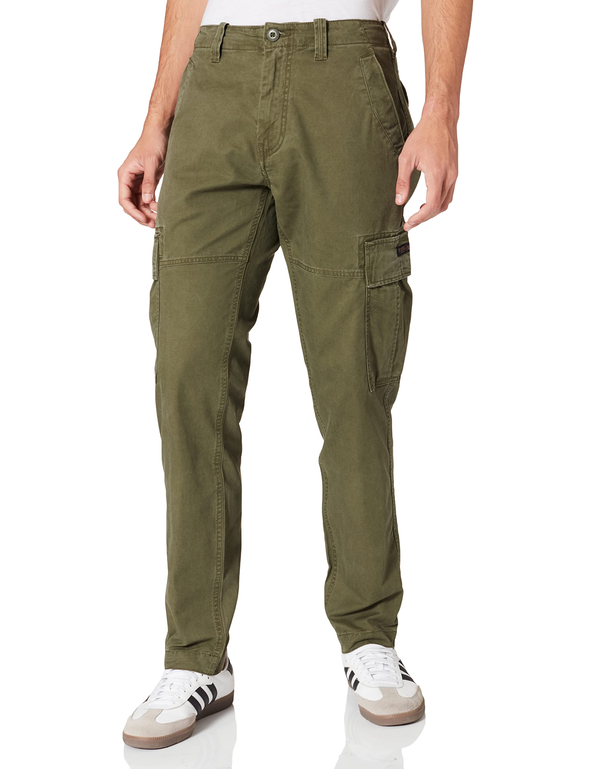 Superdry Mens Organic Cotton Core Cargo Pants, Slim Fit Authentic Khaki Size 36/32
