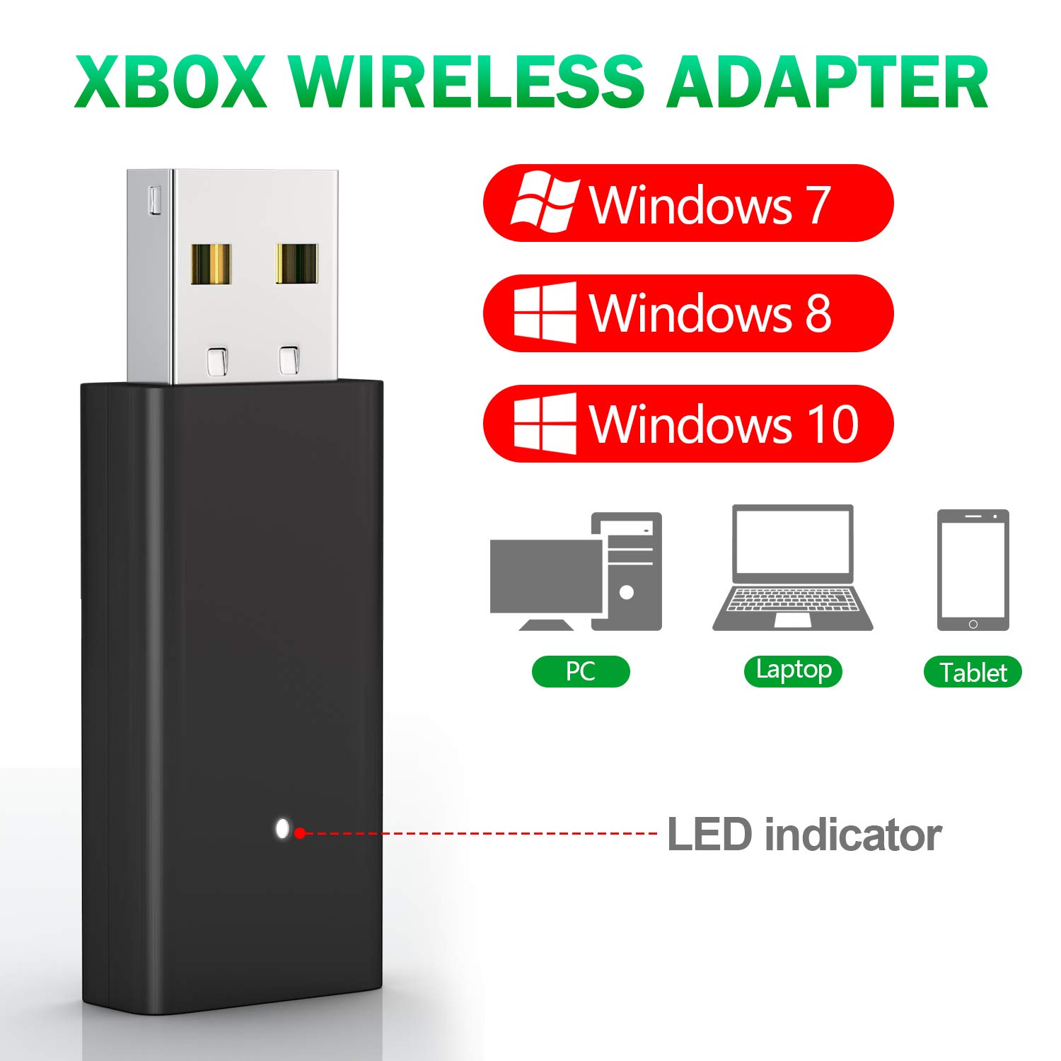 TOMSHEIR Wireless Adapter for Xbox One for Windows 10 Compatible with Xbox One Controller, Xbox One X/S and Elite Series Controller (Signal Enhanced Version)
