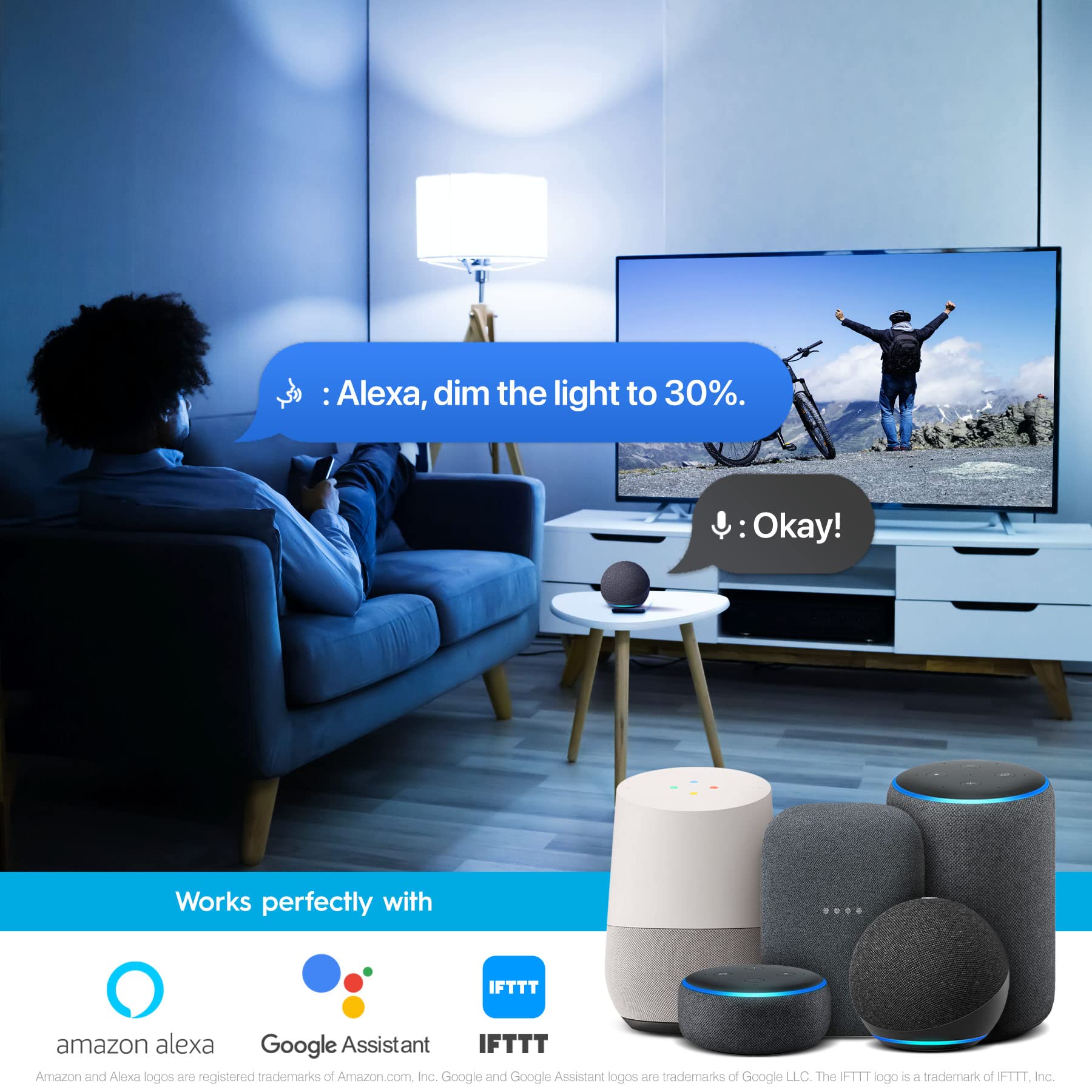 Vont Smart Light Bulbs [4 Pack], WiFi 2.4GHz & Bluetooth 5.0, Compatible w/Alexa & Google w/o Hub, Dimmable, Music Sync, Schedules, Color Changing Light, RGBW Smart LED Bulb, A19/E26, 9W, 810LM