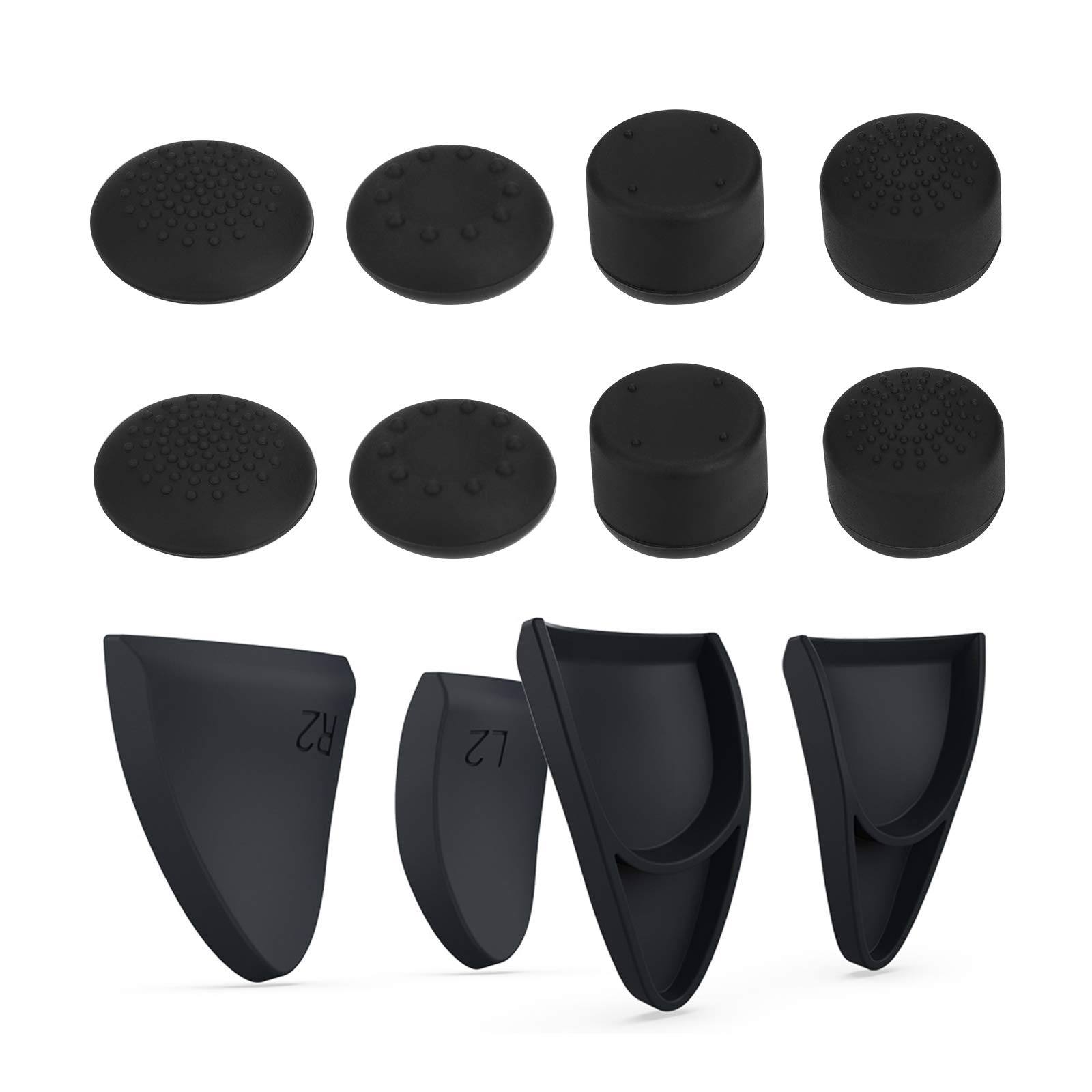 TOMSIN 2 Pairs Trigger Extender with 8 Pcs Thumbstick Grips for PS5 Dualsense Controller