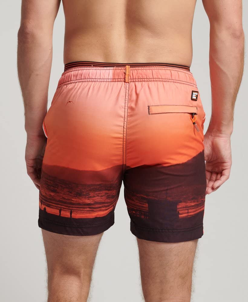 Superdry Mens State Volley Swim Shorts, Double Layer Elasticated Waist Santa Monica Sundown Size XXL