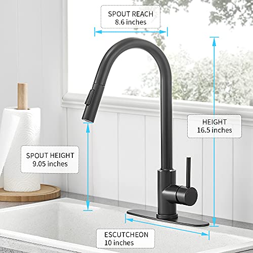 Touch Kitchen Faucet Sprayer Sink Smart Faucet with Pull Down Activated Black Faucet