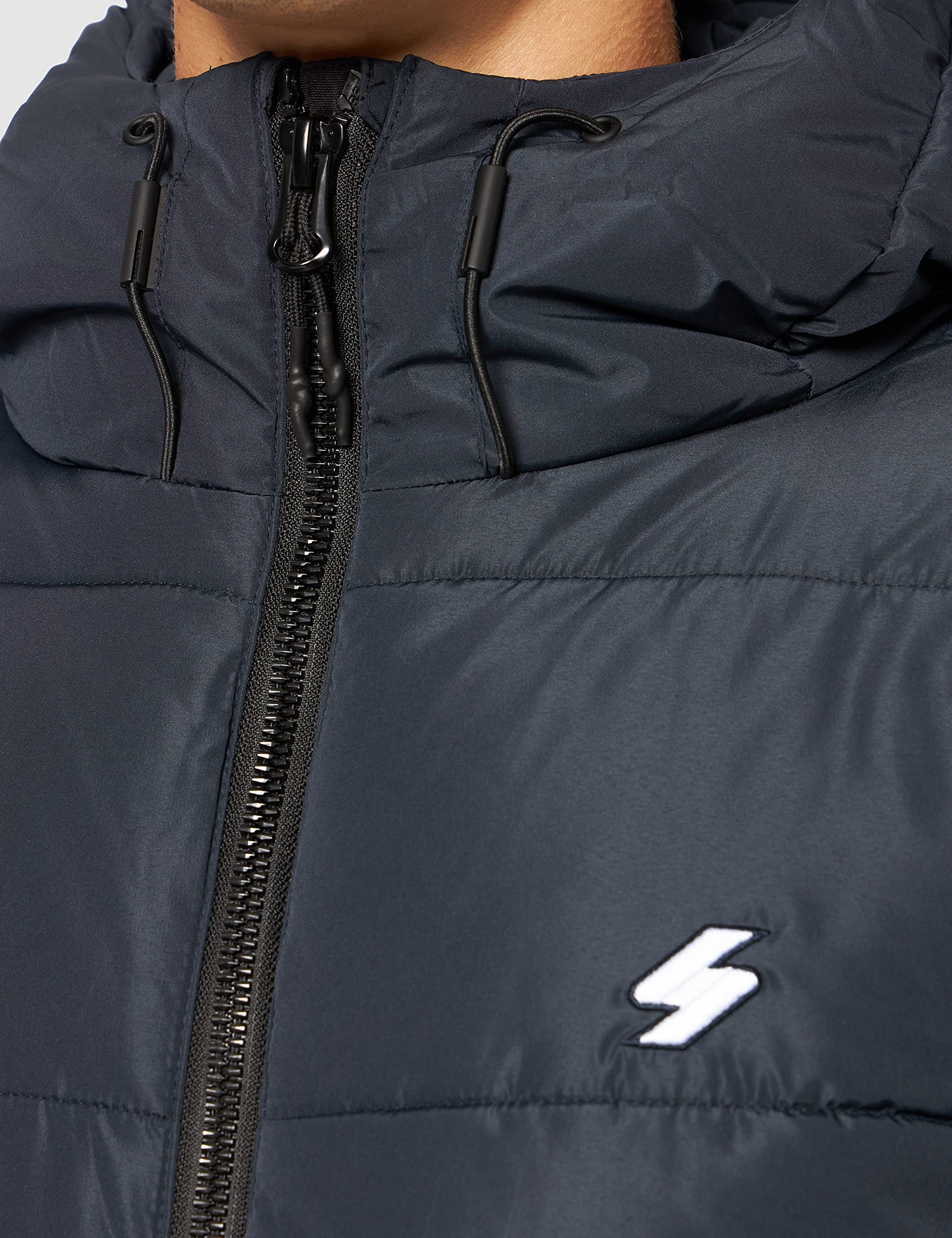 Superdry Mens Sports Puffer Hooded Jacket, Relaxed Fit Eclipse Navy Size Xxl
