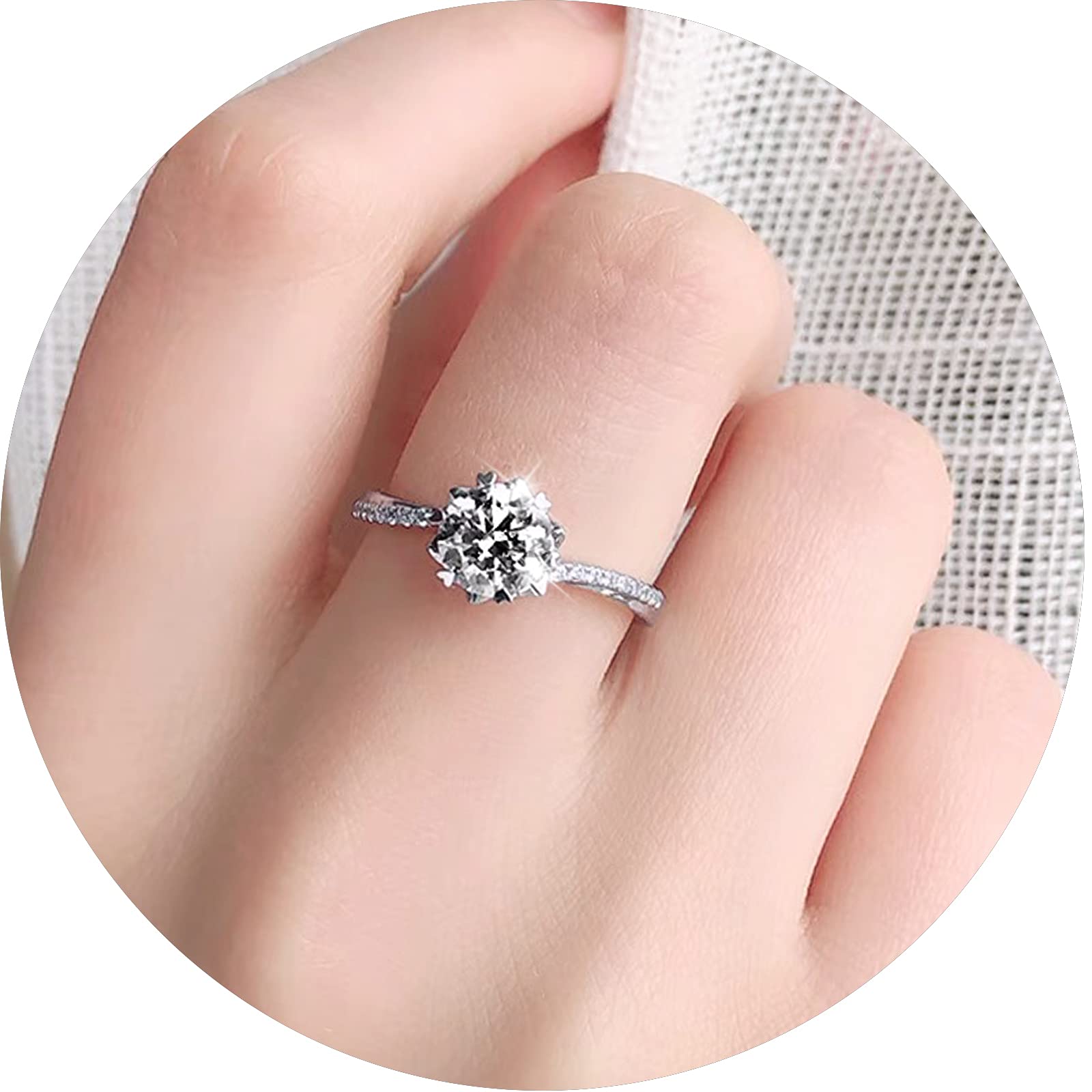 YUPHUNY 925 Sterling Silver 1 Carat Cubic Zirconia Engagement Ring Snowflake Heart Irregular Ladies Wedding Ring Size 6-9