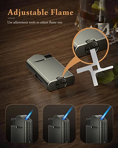 RONXS Torch Lighter, 2 Pack Adjustable Jet Flame Butane Lighter, Mini Refillable Windproof Cool Lighters, Great Gift Idea for Men and Women (Butane Gas Not Included) (Gray)