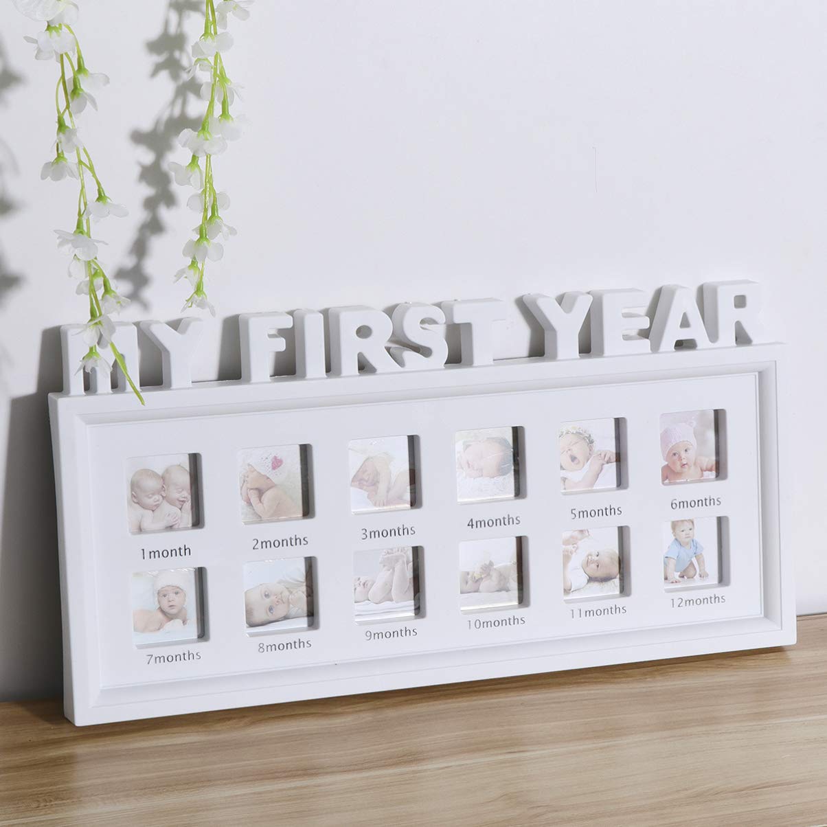 VOSAREA Infant Baby Newborn Photographs Albums My First Year Photo Frame Memorable Keepsake Frame
