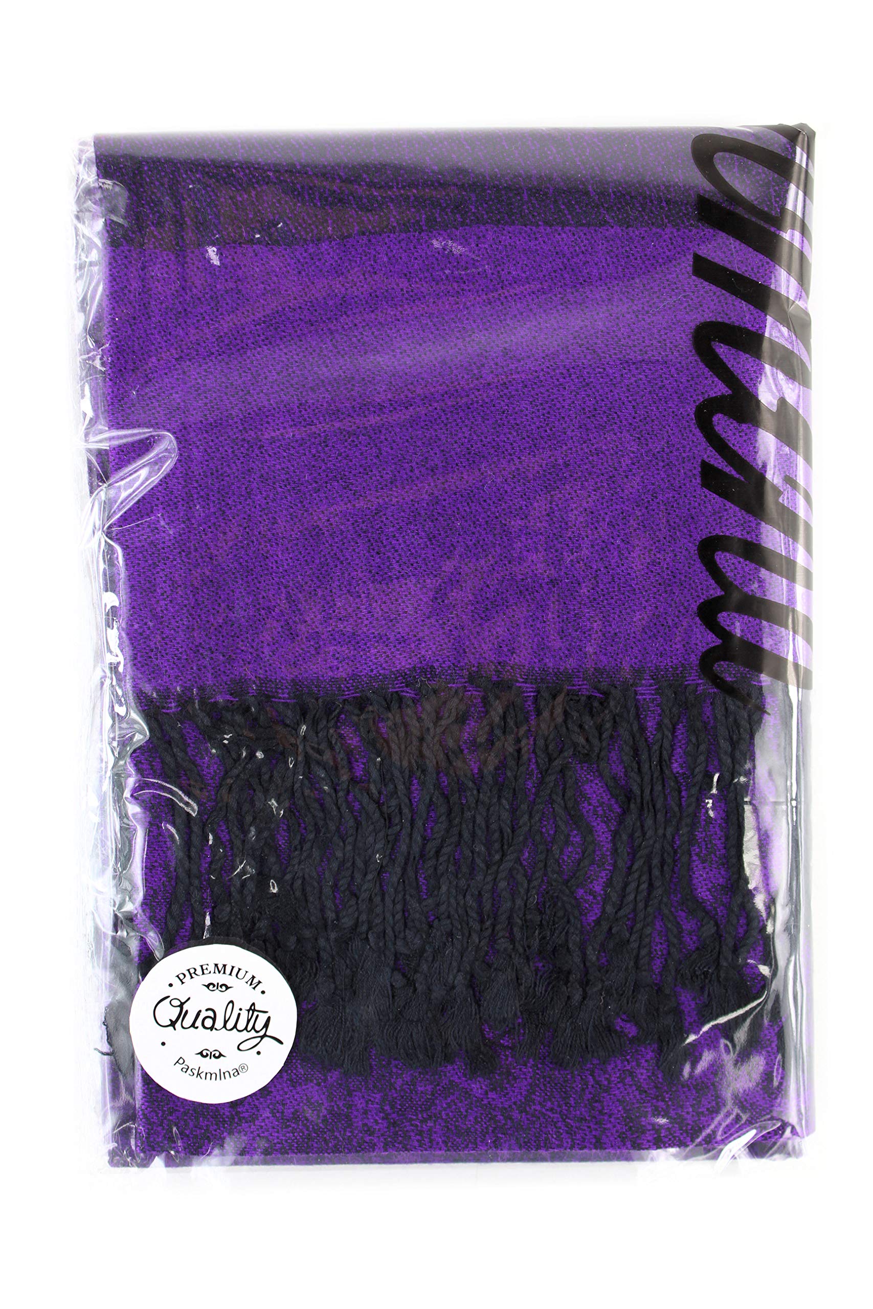 PASKMLNA Paisley Jacquard Pashmina Shawl Wrap Scarf Stole (Purple-black01872)