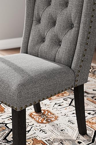 Signature Design by Ashley Jeanette Modern Tufted Dining Upholstered Side Chair, Set of 2, Gray