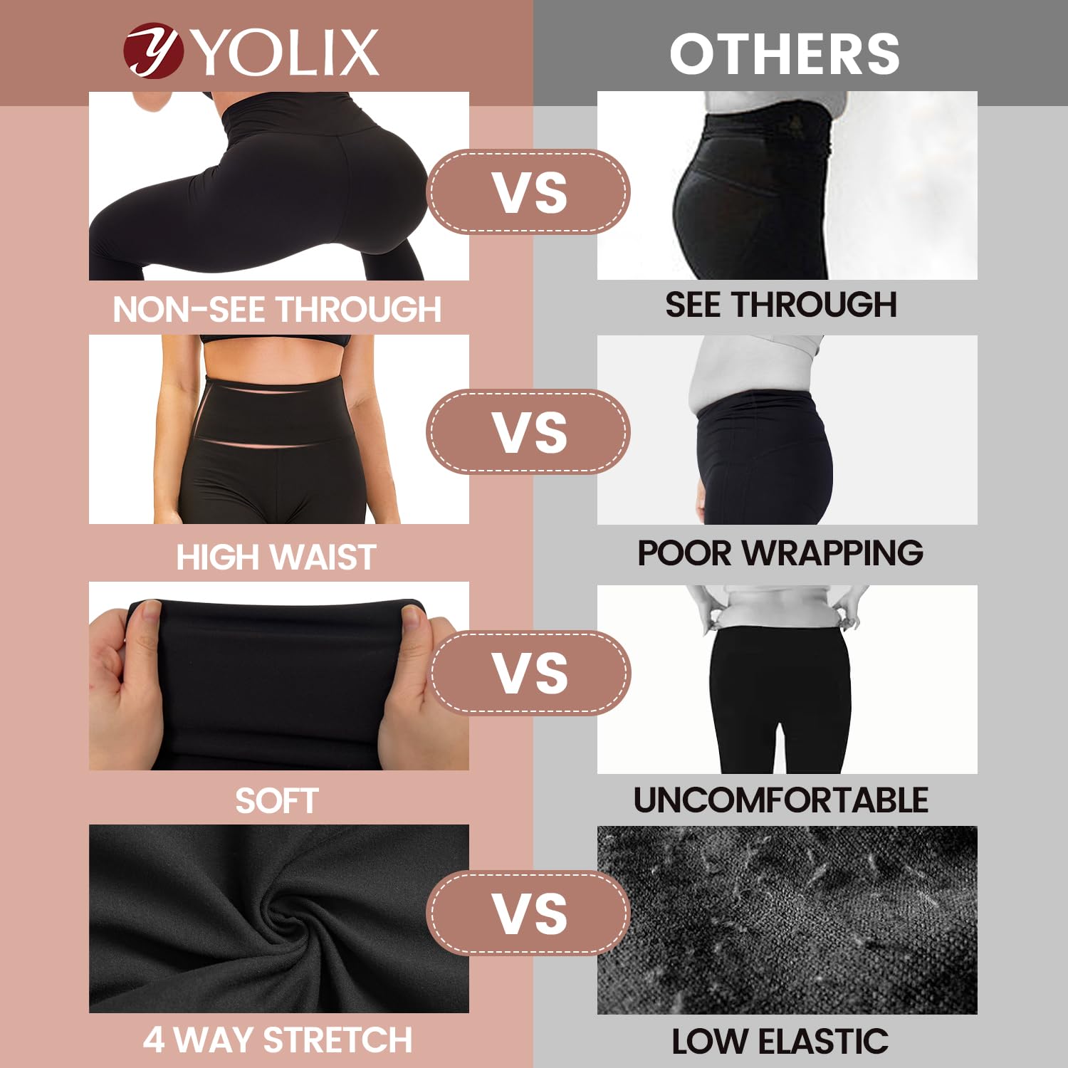 YOLIX 7 Pack High Waisted Leggings for Women, Black Soft Workout Athletic Yoga Leggings