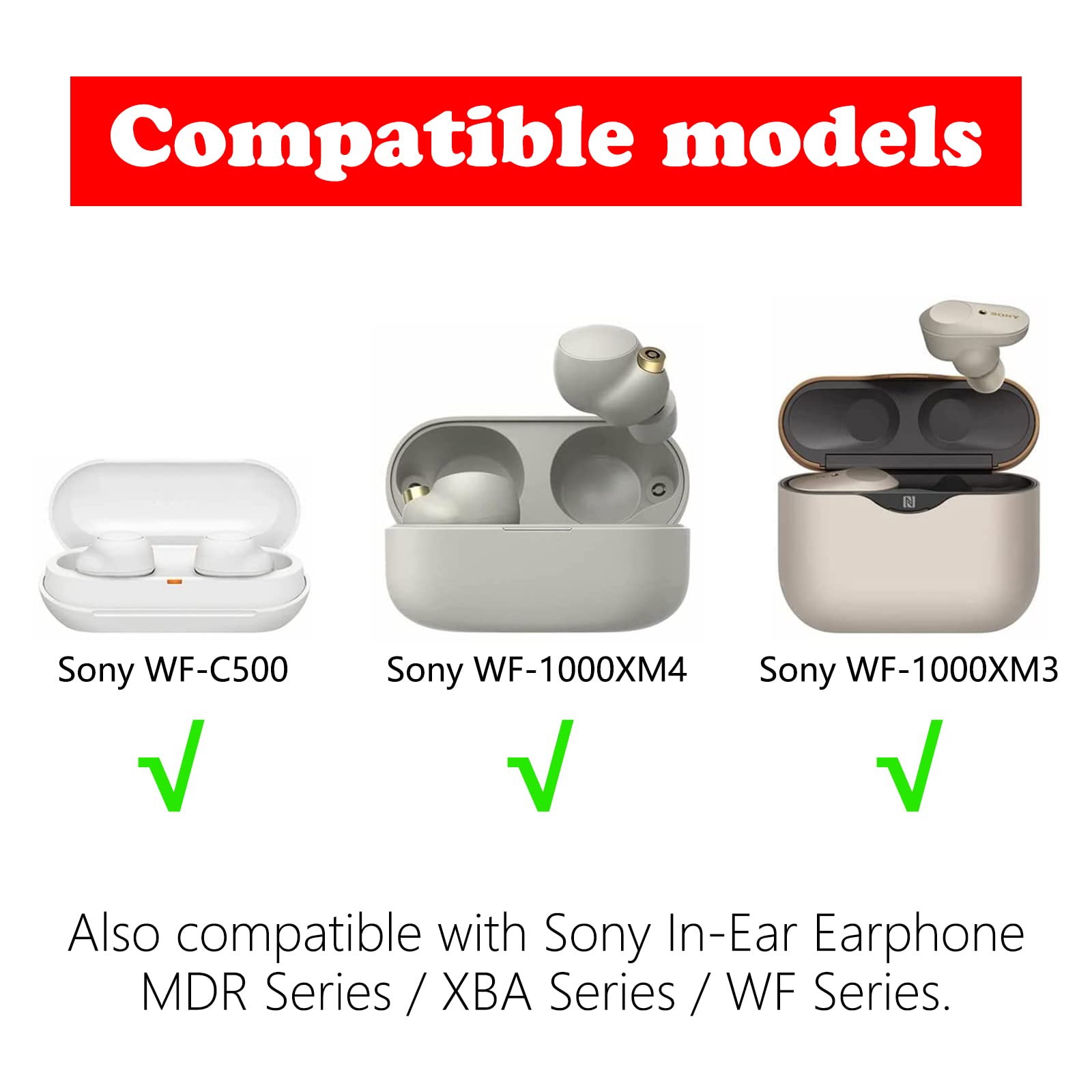 Rieyuf 3 Pairs Replacement Ear Tips Earbuds Eartips Ear Cap Ear Bud Tip Compatible for Sony WF-1000XM4,Powerbeats Pro, BeatsX & Other Inner Hole 3.8mm-4.2mm Earbud in-Ear Headphones, Black (Large)