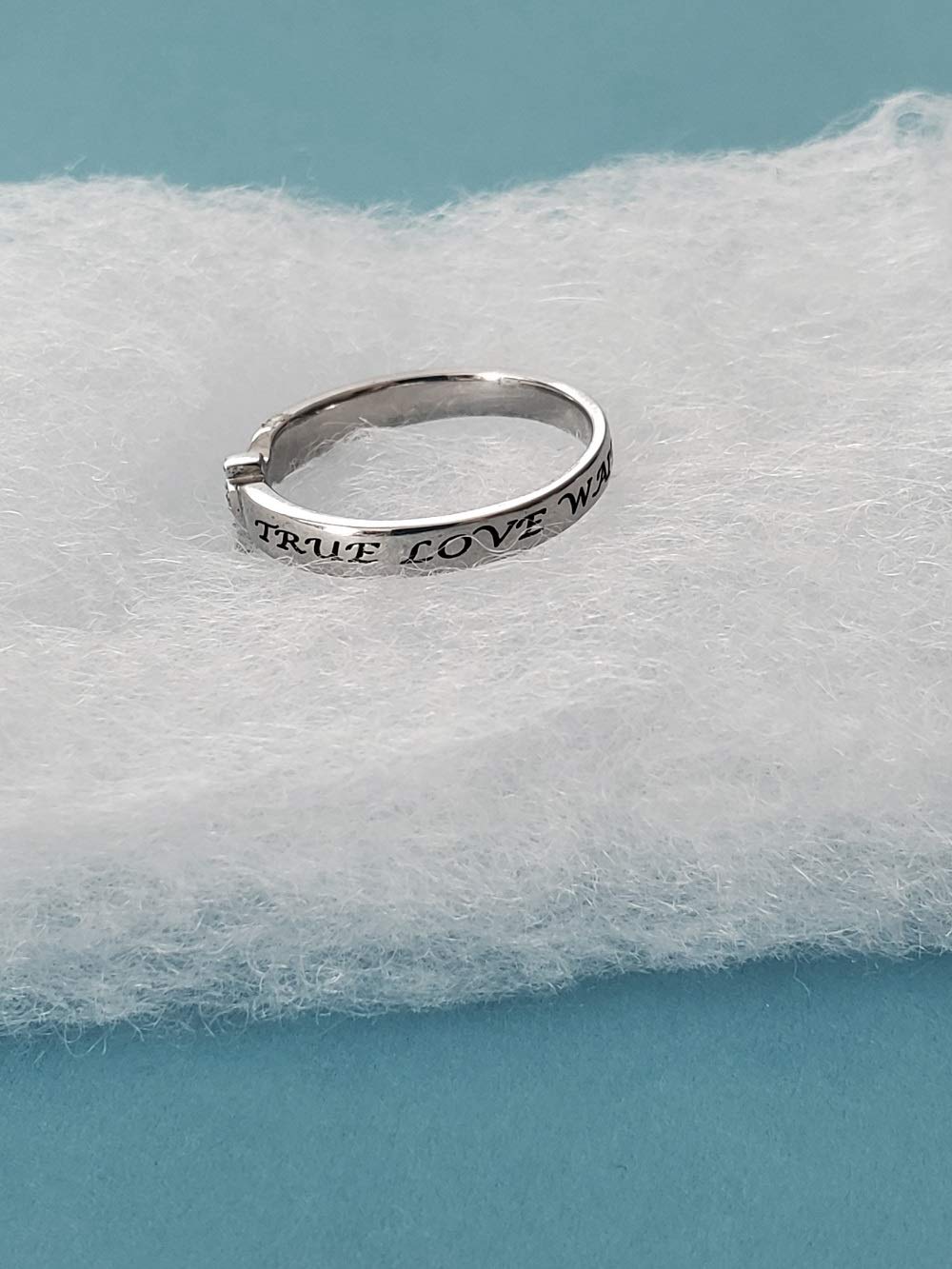 Spirit & Truth Stainless Steel Petite Center Cross Ring True Love Waits (5)
