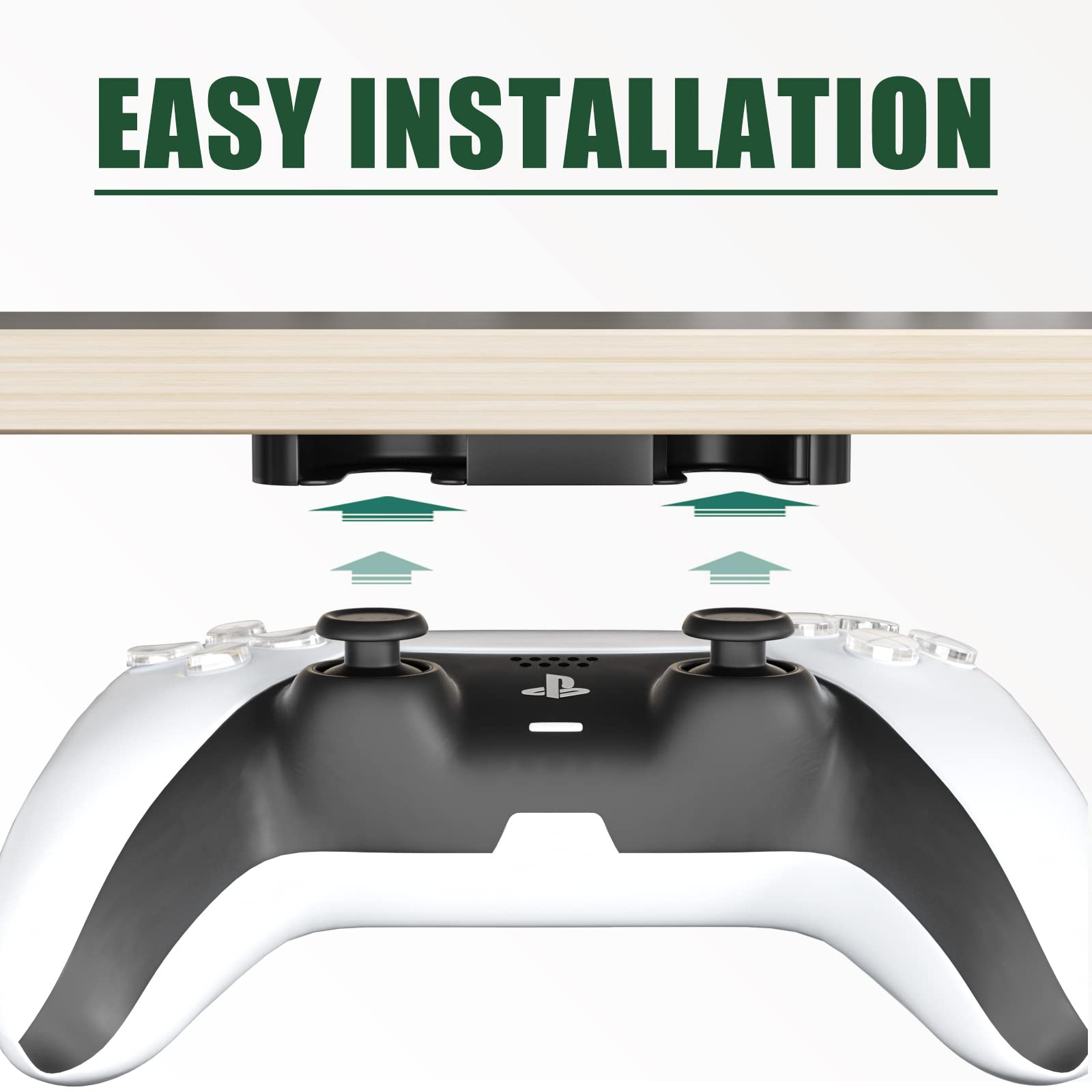 RUKUHOT 2 Pcs Controller Desk Mount Fit for PlayStation 5/PlayStation 4 Controller, PS5 Controller Holder Storage Rack, No Drilling Stick Under Desk Stand Hanger for PS4 Gaming Controllers