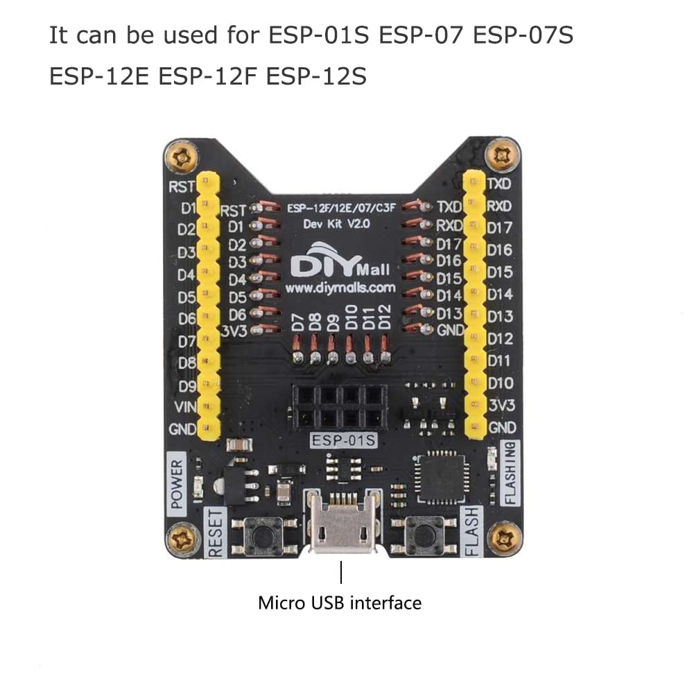 Stemedu ESP8266 ESP-12F ESP-07S ESP-12S Burning Fixture Development Board Test Board Flash Downloader + ESP8266 ESP-F Serial Wireless WiFi Transmission Module (Pack of 5pcs)
