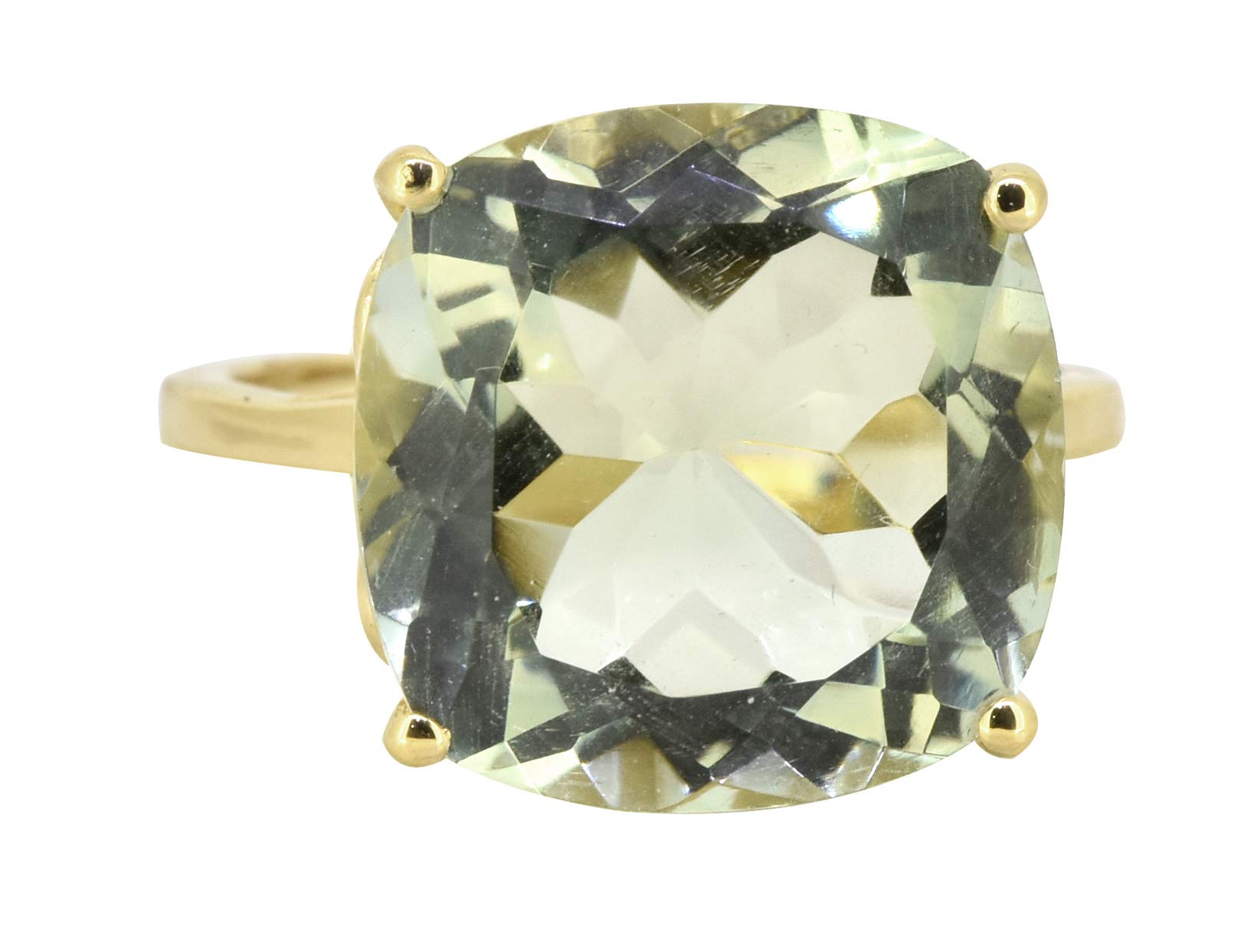 YoTreasure Green Amethyst Solid Sterling Silver Gold Plated Statement Ring Jewelry