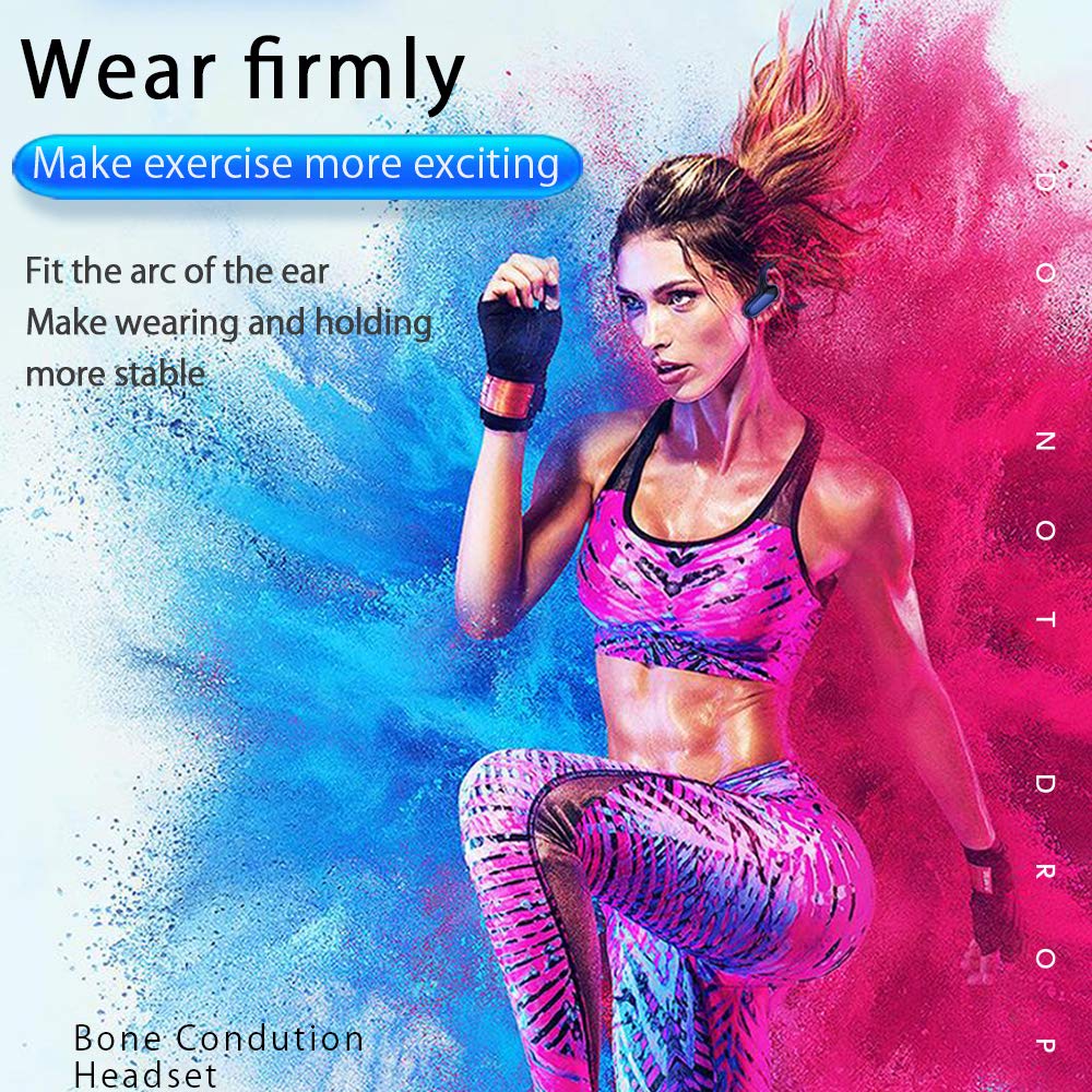 SLuB Bone Conduction Headphones,Bluetooth 5.0 Open-Ear Wireless Earphones,Waterproof and Sweatproof Sports Headset,High Sound Quality,Large Capacity Battery(Blue)