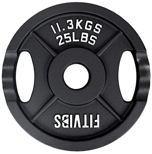 Signature Fitness Cast Iron Plate Weight Plate for Strength Training and Weightlifting, 2-Inch Center (Olympic), 25LB (Single)
