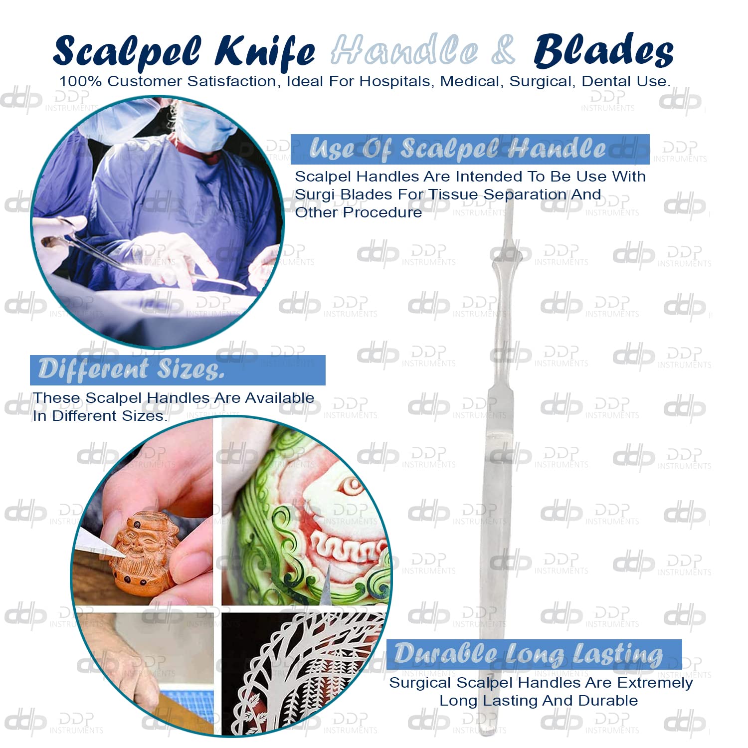 Scalpel Knife Handle #7 with 30 STERILE Blades #10#11#15 (DDP Brand)