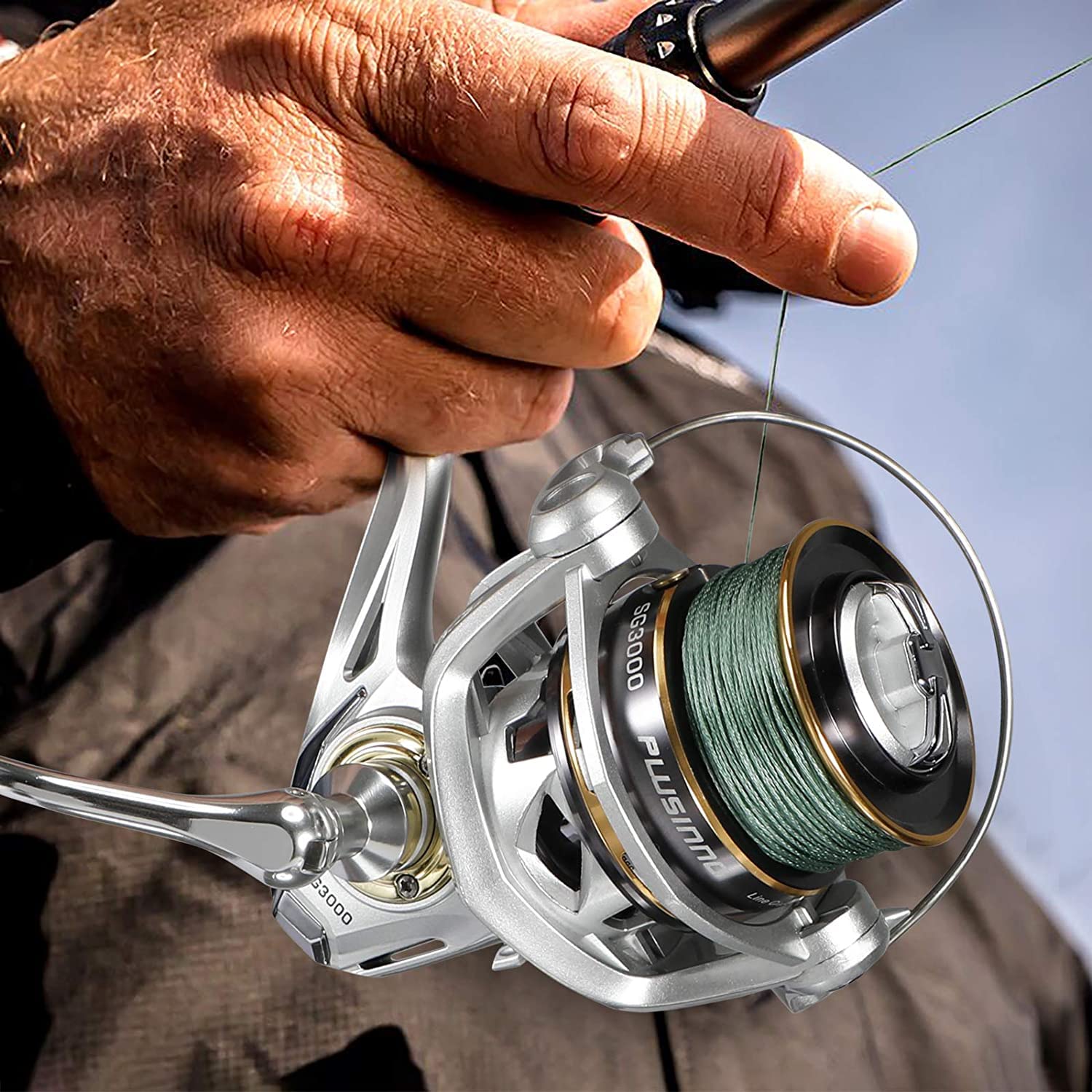 PLUSINNO Fishing Reel, 5.7:1 High Speed Spinning Reel,9 +1BB,Premium Drag System with17-22 LB Max Drag,Ultra Smooth Powerful, Lightweight Graphite Frame, CNC Aluminum Spool for Saltwater Freshwater-J