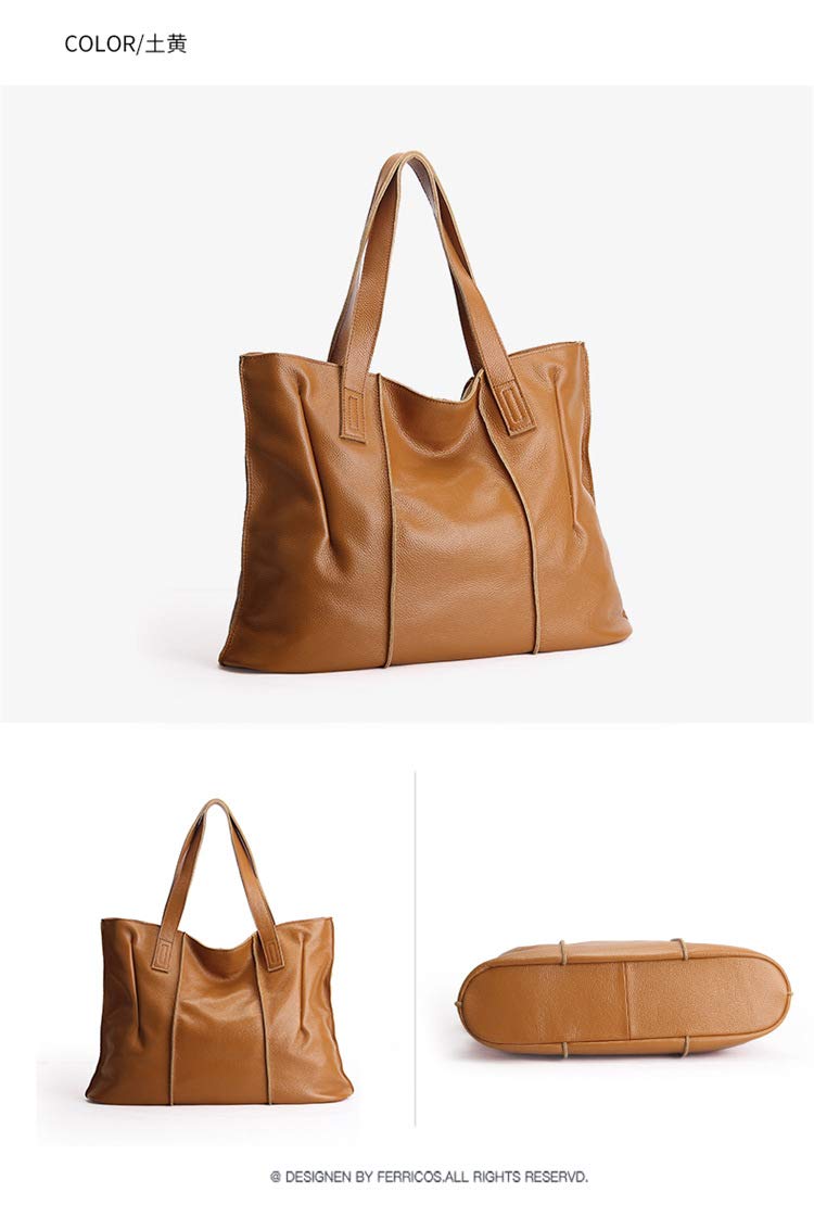 YXBQueen Vintage Genuine Leather Tote Shoulder Purse Handbag Big Large Capacity Work Tote