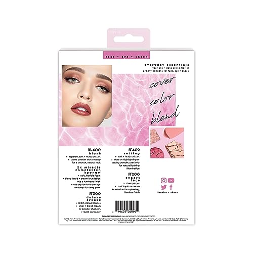 Real Techniques Makeup Brush Set with 2 Makeup Sponge Blenders, For Eyeshadow, Foundation, Blush, and Concealer, UltraPlush Synthetic Bristles, 6 Piece Makeup Brush Set (Pack of 2)
