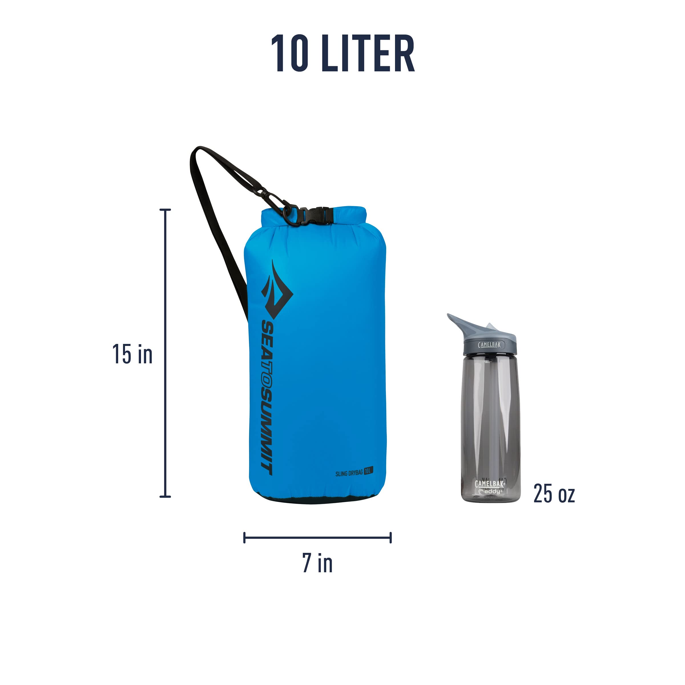 Sea to Summit Sling Lightweight Dry Bag with Shoulder Strap, 10 Liter, Blue
