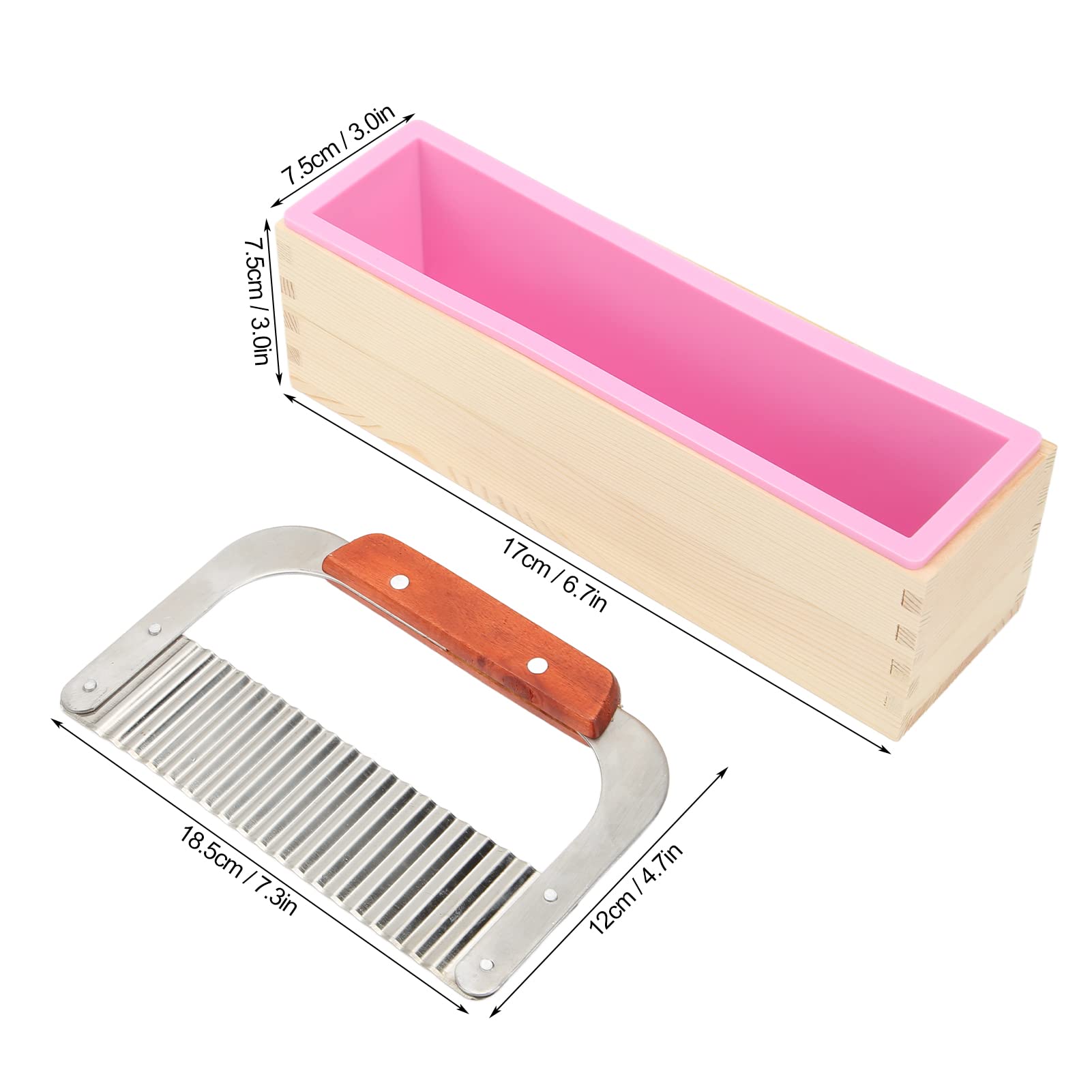 Soap Molds,Soap Molds for Soap Making, Wooden Loaf Soap Cutter Mold, with 1 Pc Silicone Mold 1 Pc Wave Soap Cutter, Soap Making Supplies, Soap Kit, Soap Cutter for Beginner, soap Cutter soap loaf