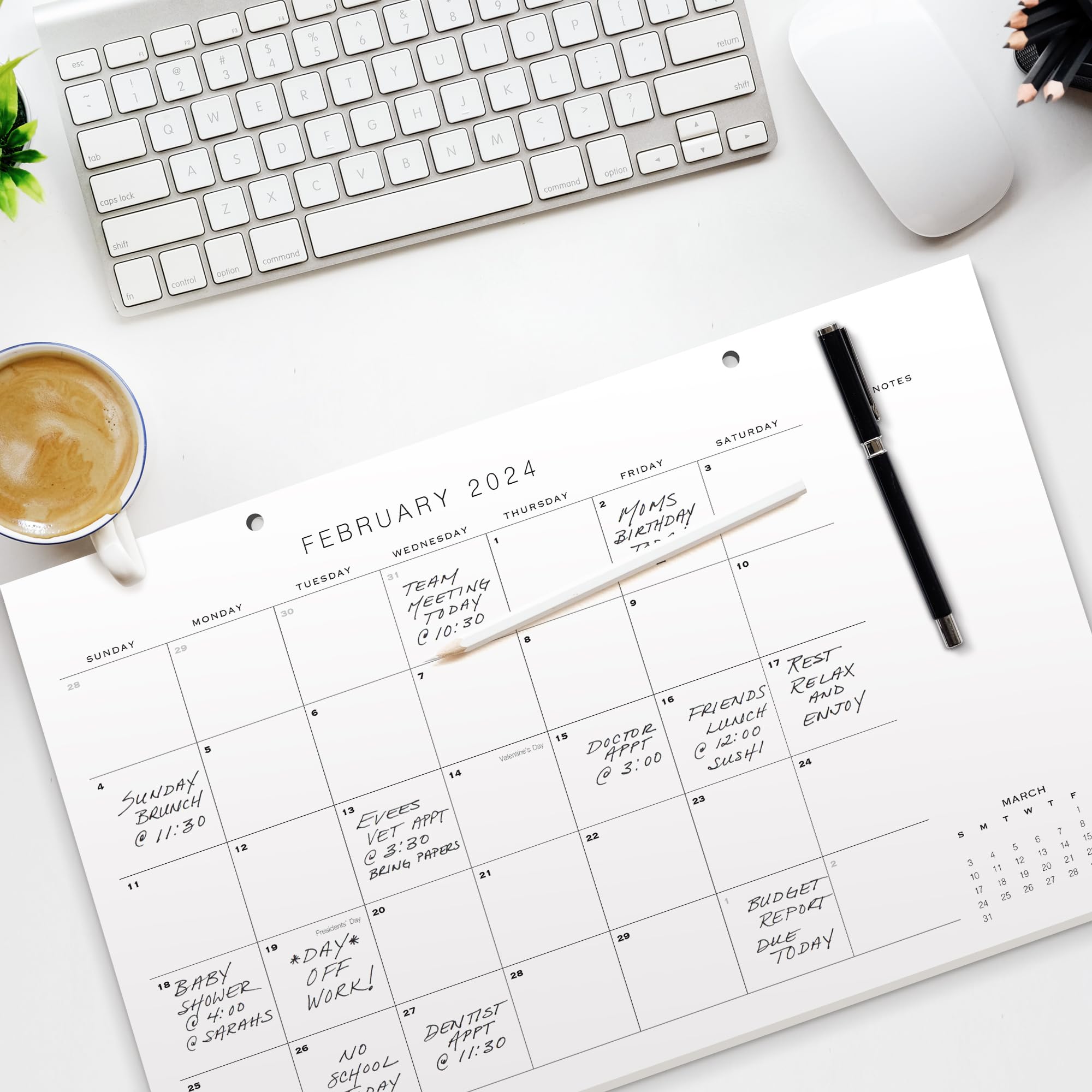 Simplified 2024 Desk Calendar - Runs From June 2023 Until December 2024 - Minimalistic Office Desktop/Wall Calendar 17"x11" for Easy Organizing