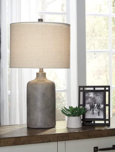Signature Design by Ashley Linus Modern 25" Ceramic Table Lamp, Natural Stone Finish