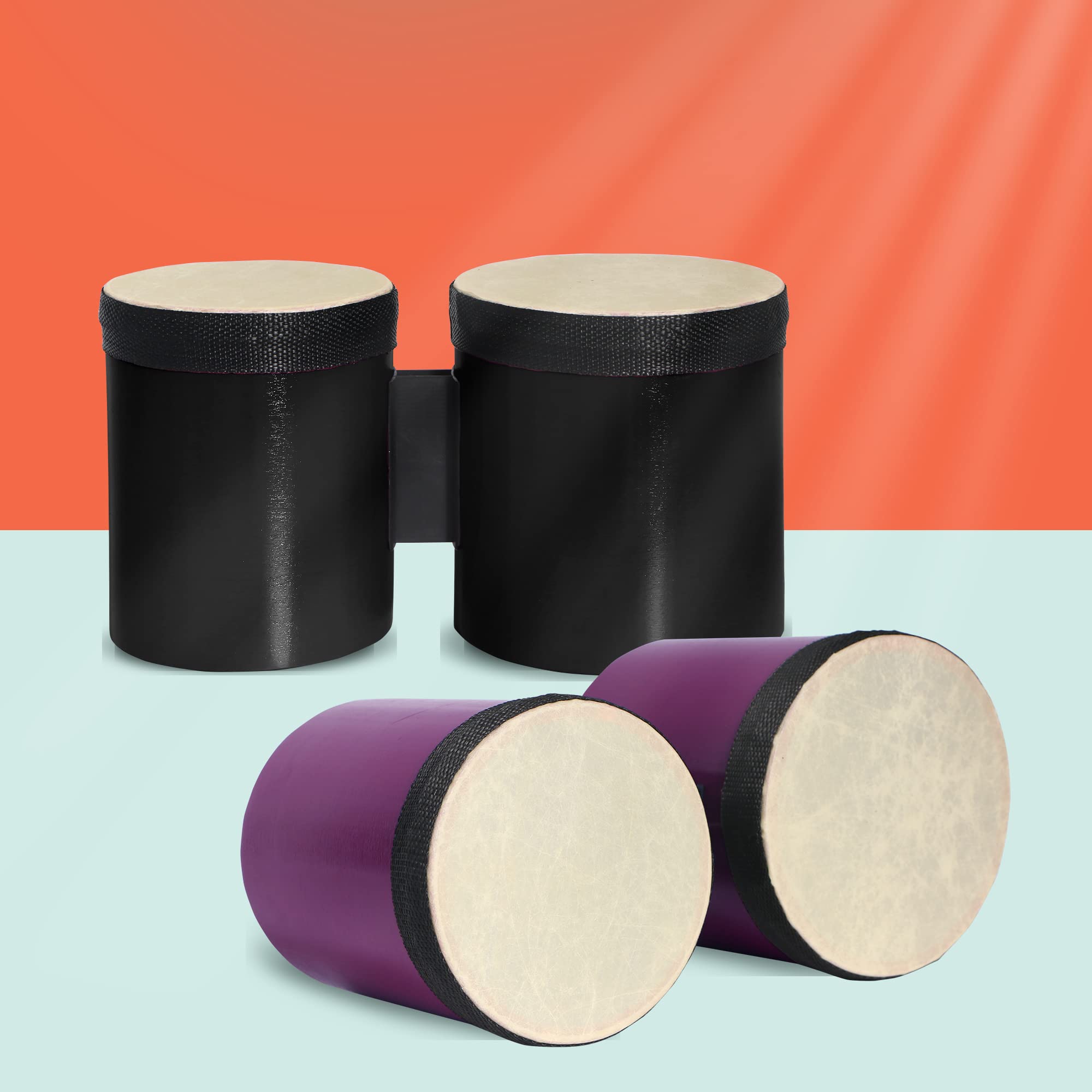 YONTY 5" and 6" Bongo Drum Set for Adults Kids Toddlers Beginners Professionals, Percussion Bongo Drum Natural Birch Wood Drum Set, Smooth Surface with Premium and Safe Nylon Edges, Purple