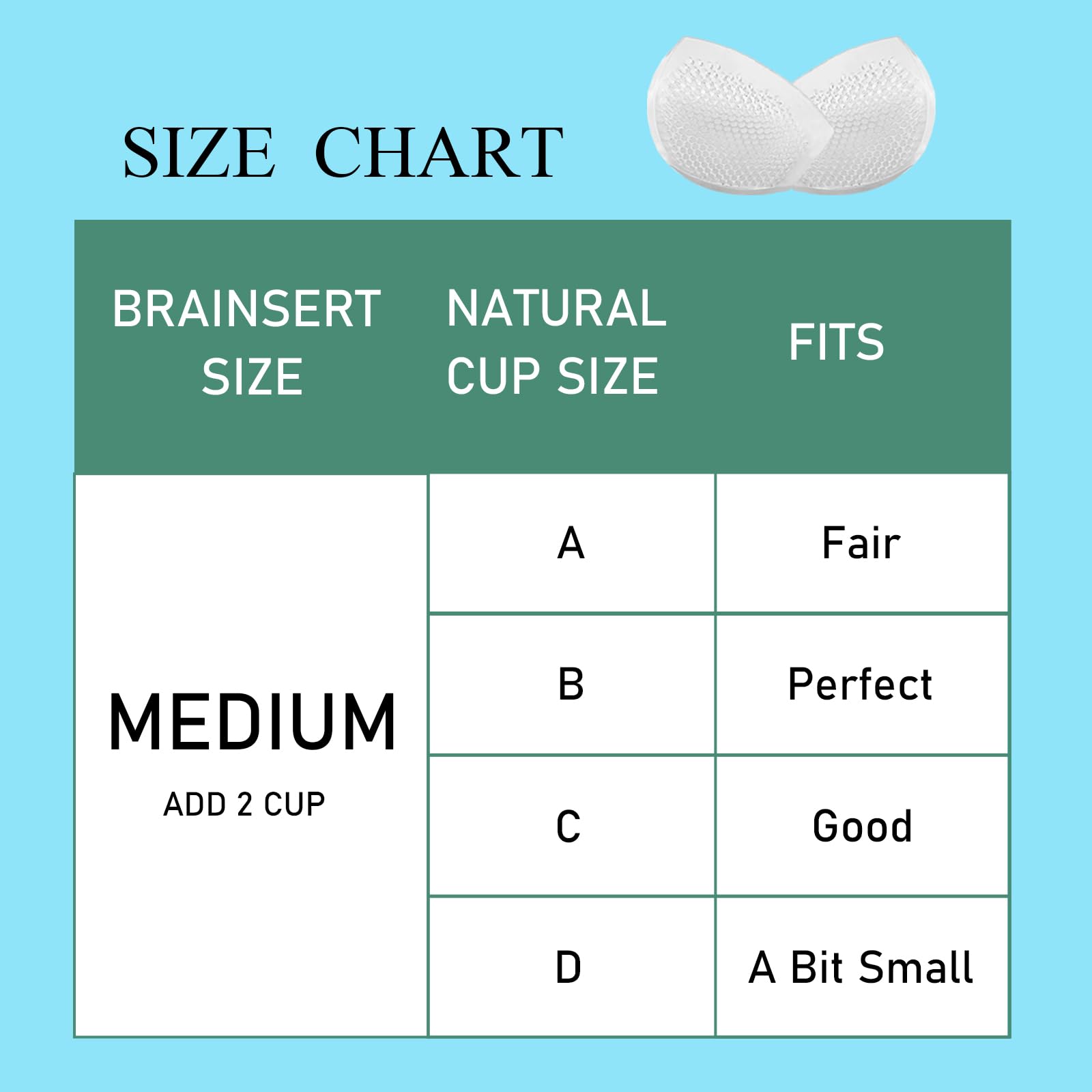 Silicone Bra Inserts, Semi-Adhesive Breast Lift Enhancers Pads Push Up Cup V-Shaped, Reusable, Breathable, Clear,2 Pair for A/B/C Cup