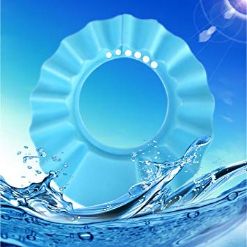 Safe Shampoo Shower Bathing Protection Bath Cap Soft Adjustable Visor Hat for Toddler, Baby, Kids, Children Blue