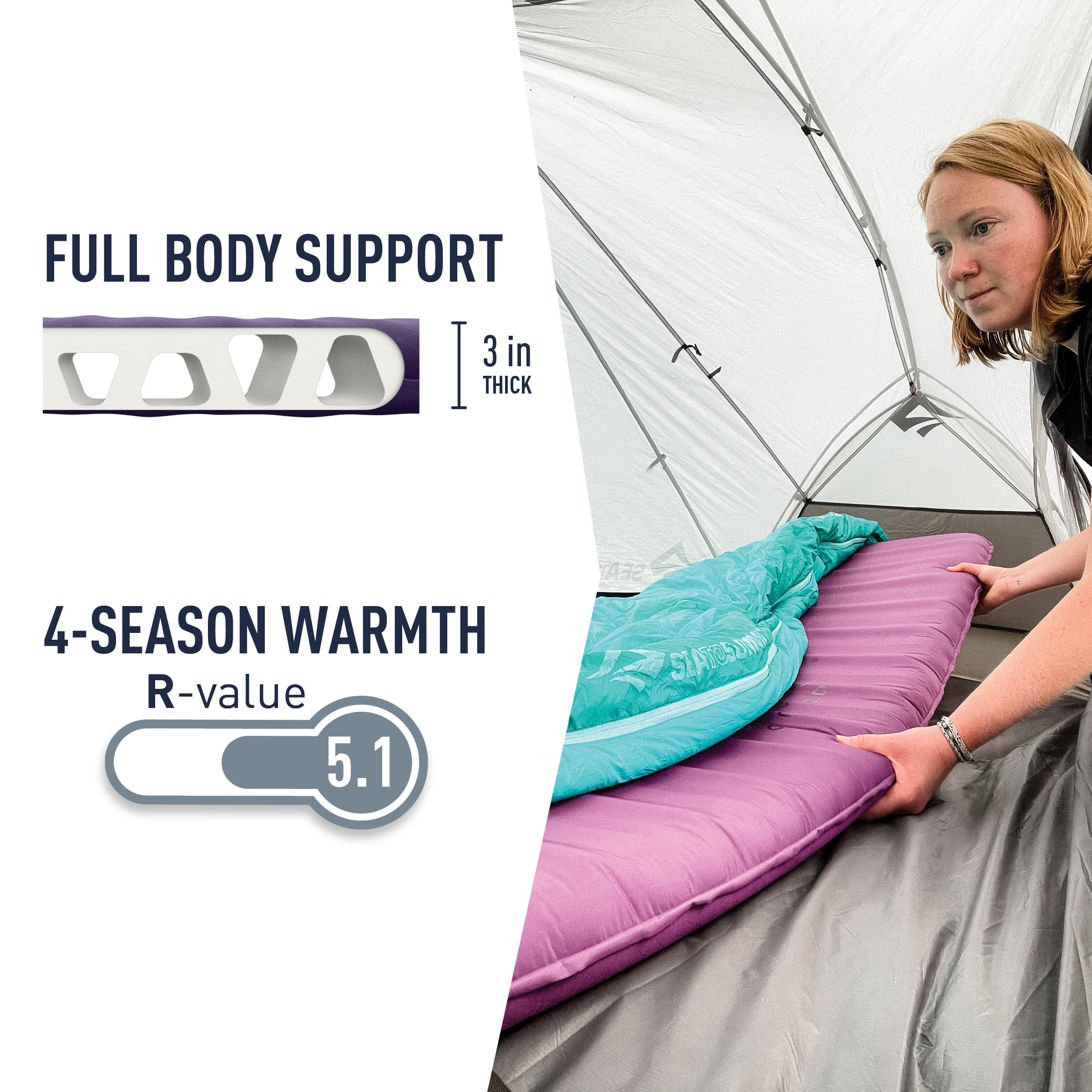 Sea to Summit Comfort Plus Self-Inflating Foam Sleeping Pad for Camping, Women's Regular (67 x 21 x 3 inches) - 2021