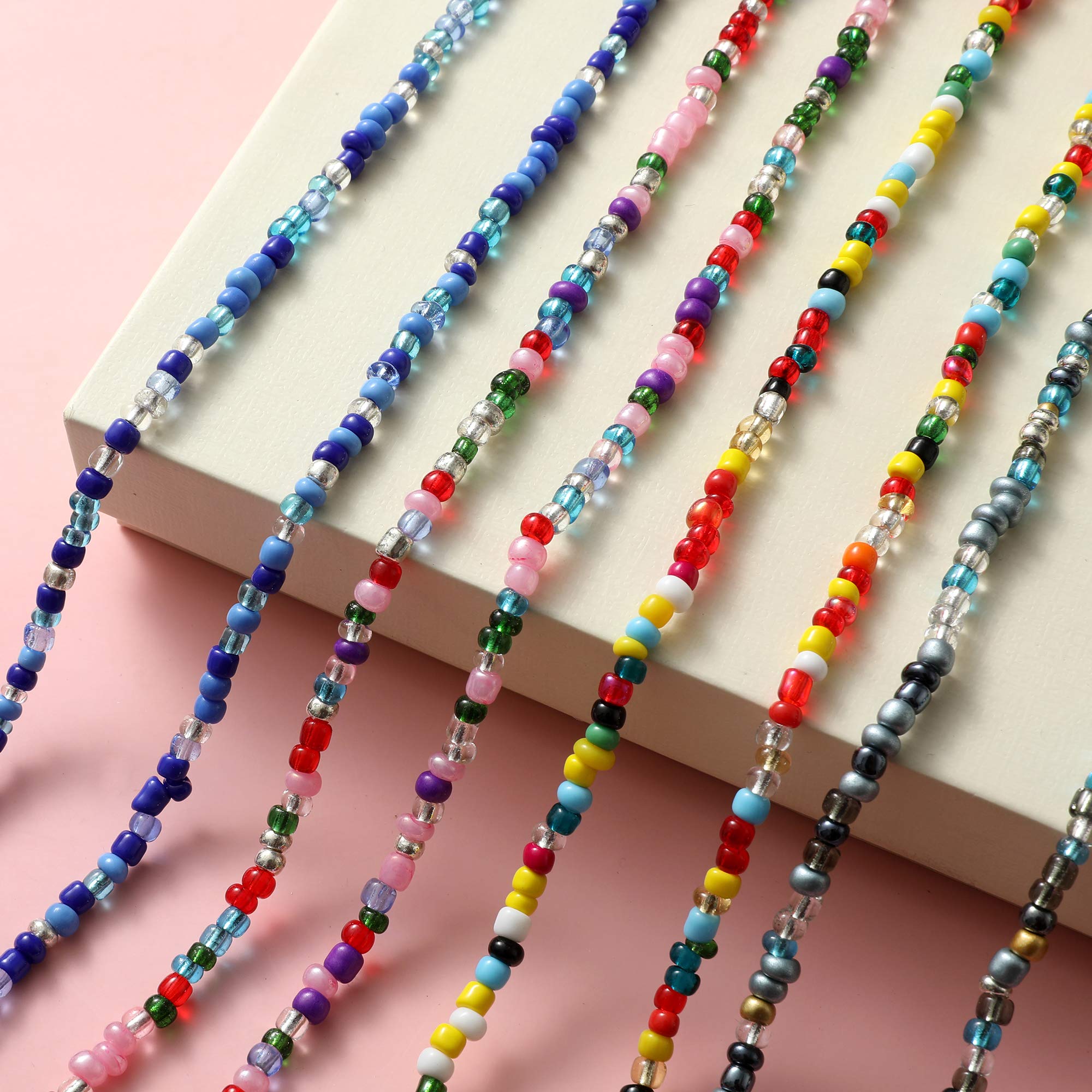 Vegolita 6Pcs Face Mask Lanyard for Women Girls Bead Chain Strap Mask Holder Comfortable Around Neck 6
