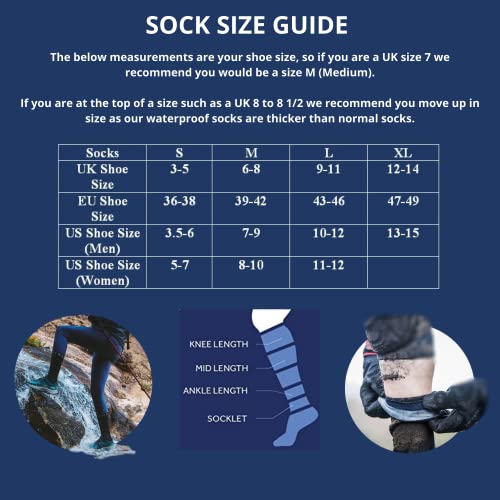 SEALSKINZ Unisex Waterproof Cold Weather Mid Length Sock, Black/Grey, Large