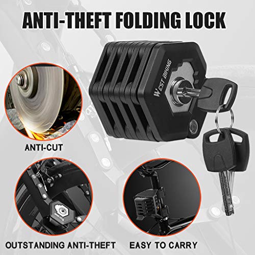 Zerlibeaful Bicycle Folding Security Anti- Lock Lock Strong 3 High Bicycle Leg Str Keys Bike Accessories Mountain Biking Gifts (Black, One Size)