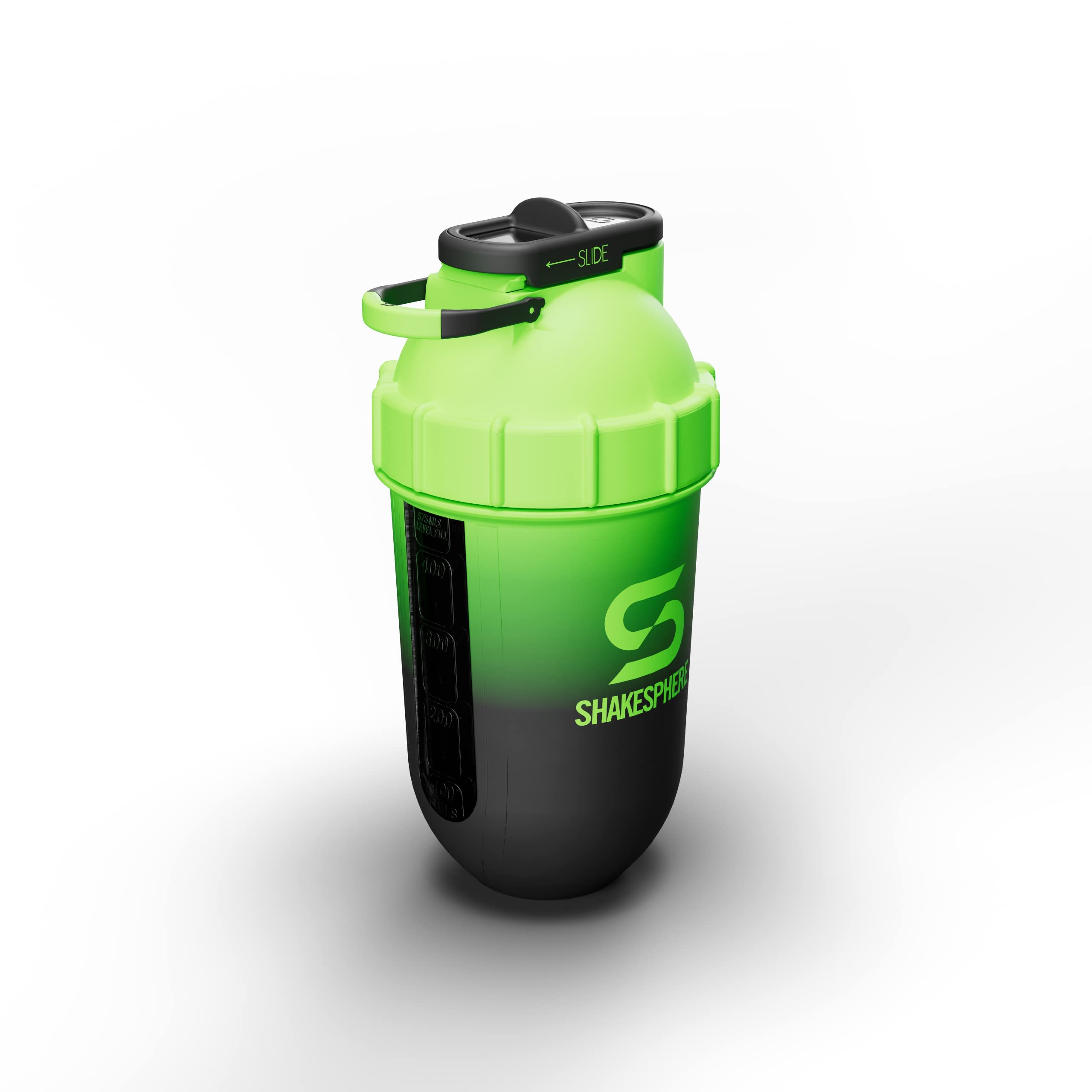 SHAKESPHERE Tumbler Cooler Shaker - Protein Shaker Bottle and Smoothie Cup, 24 oz - Bladeless Blender Cup Purees Raw Fruit with No Blending Ball – Powder Mixer for Pre Workout Gym (Ombre Green)