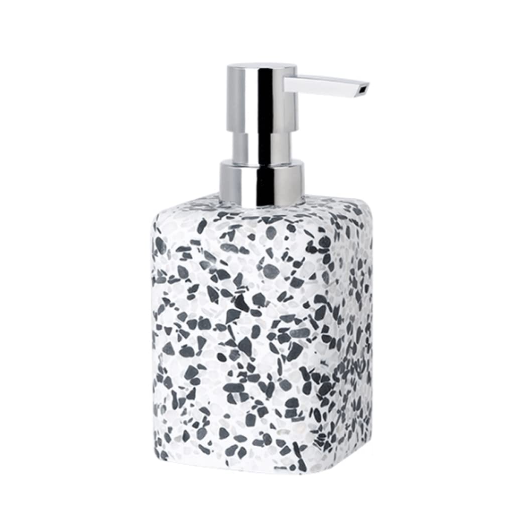 UTOYA Durable Pink Terrazzo soap Dispenser,3pcs-Bathroom Accessory Set,Home Vanity Countertop Fashion Décor-Toothbrush Holder,Storage Box,Tray Replacement