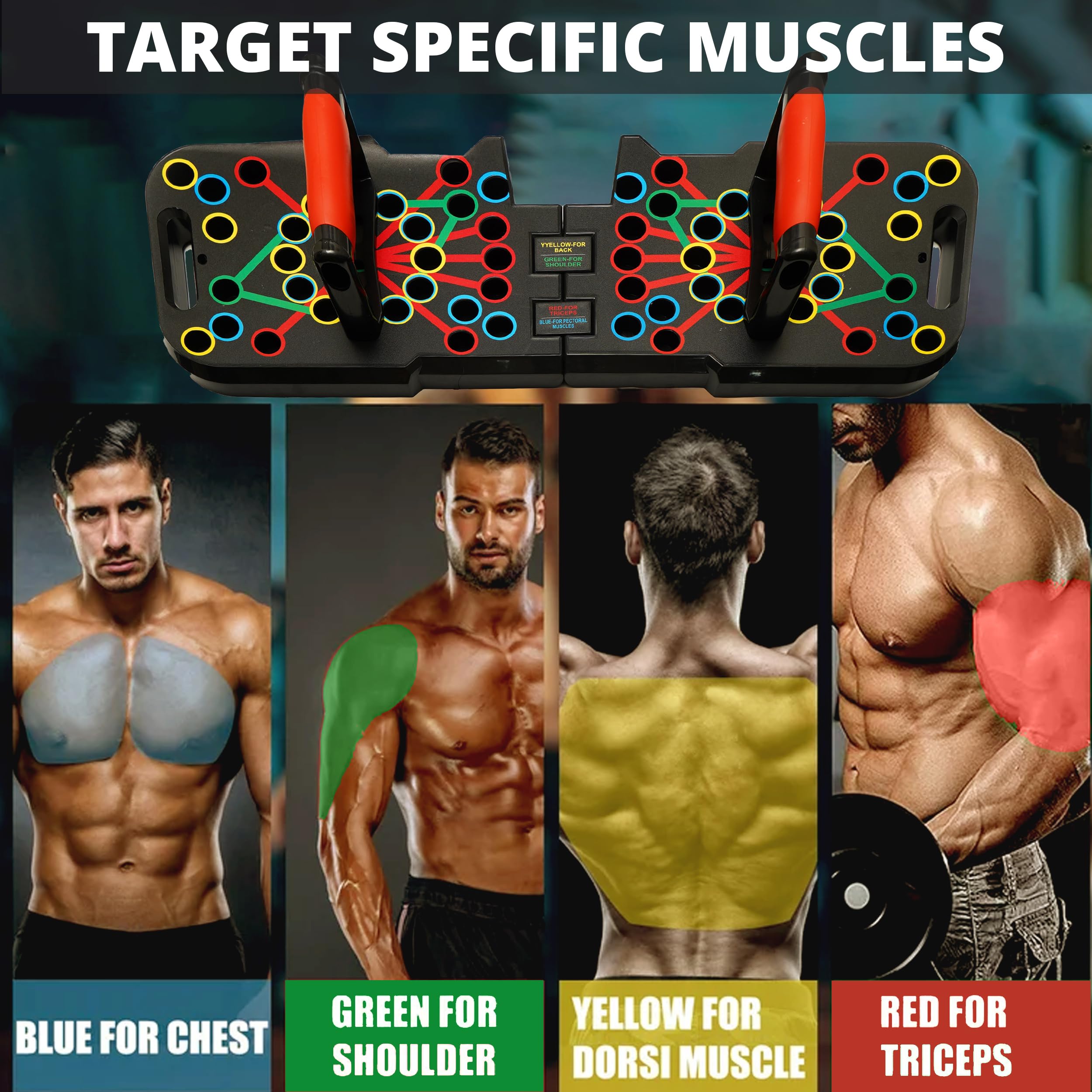 Push Up Board For Men & Women β 60 in 1 Foldable Pushup Board For Home Gym & Office - 60+ Color Code With Multi-Functional Home Workout Equipment - AB Roller, Hand Grip, Jumping Rope - ACTIVE APEX