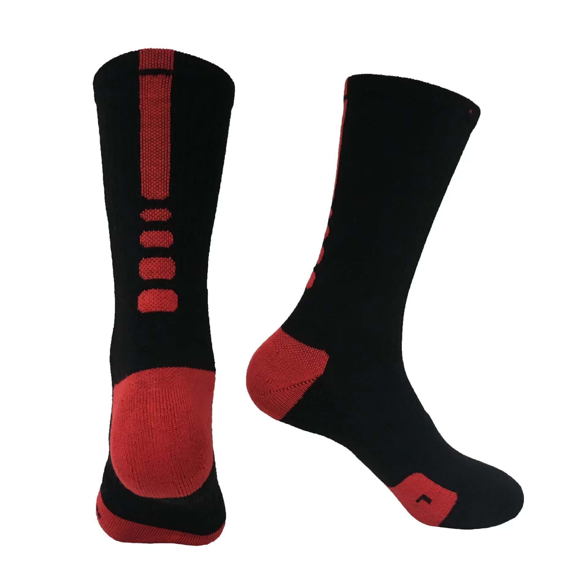 ZXYYXZ Men's sports running leg socks,Premium Athletic Crew Socks, Casual Work Sock With Moisture Wicking (Black red)