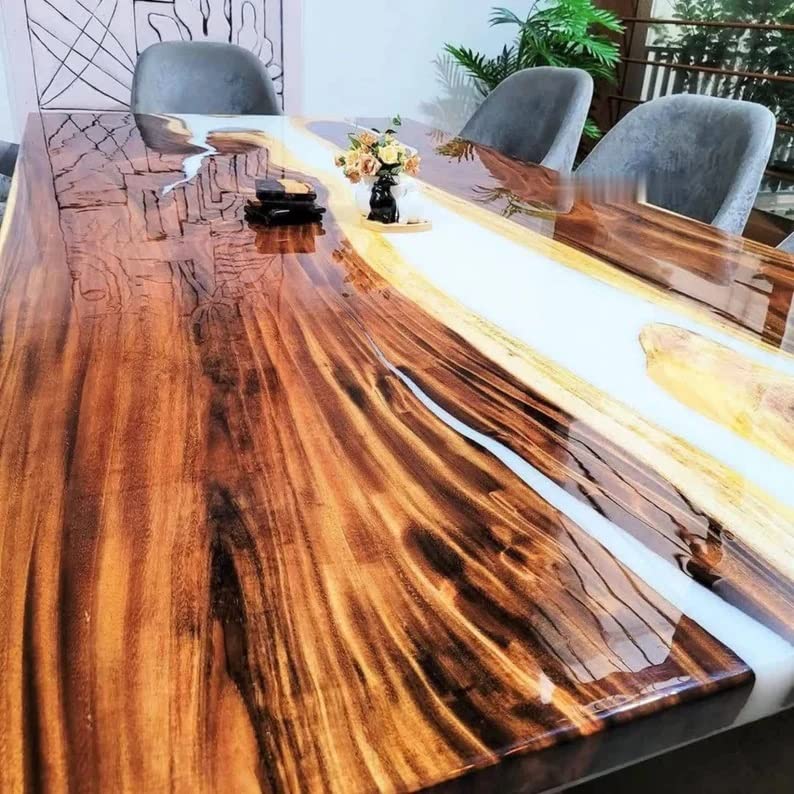 Personalized Large EPOXY Table, Resin Dining Table for 2, 4, 6, 8 River Dining Table Top, Wood Epoxy Coffee Table Top (without Stand, 24 x 12inches)