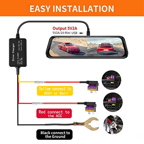Weojeviy Dash Cam Power Cord Dash Cam Kit, USB Cable 3.2M, for Dash Camera Dash Cam Power Adapter for Dash Cam, Mirror Cam, GPS Navigator And Radar Detector Etc(MINI)