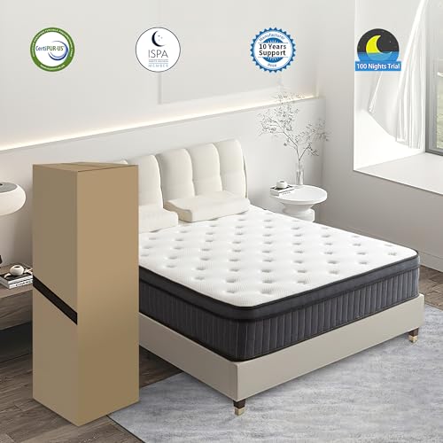 sofree bedding Queen Mattress, 12 Inch Memory Foam Hybrid Mattress Queen Size, Pocket Spring Mattress in a Box for Motion Isolation, Strong Edge Support, Pressure Relief, Medium Firm