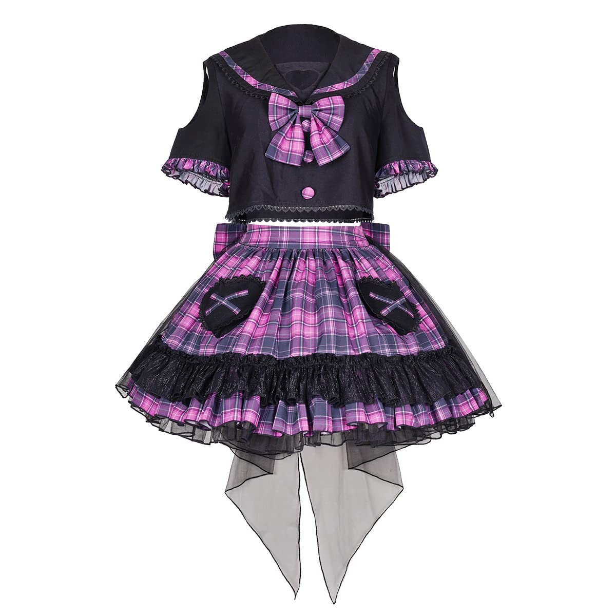 Sailor Collar Lolita Dress Two Piece Skirt Suit(M,Purple)