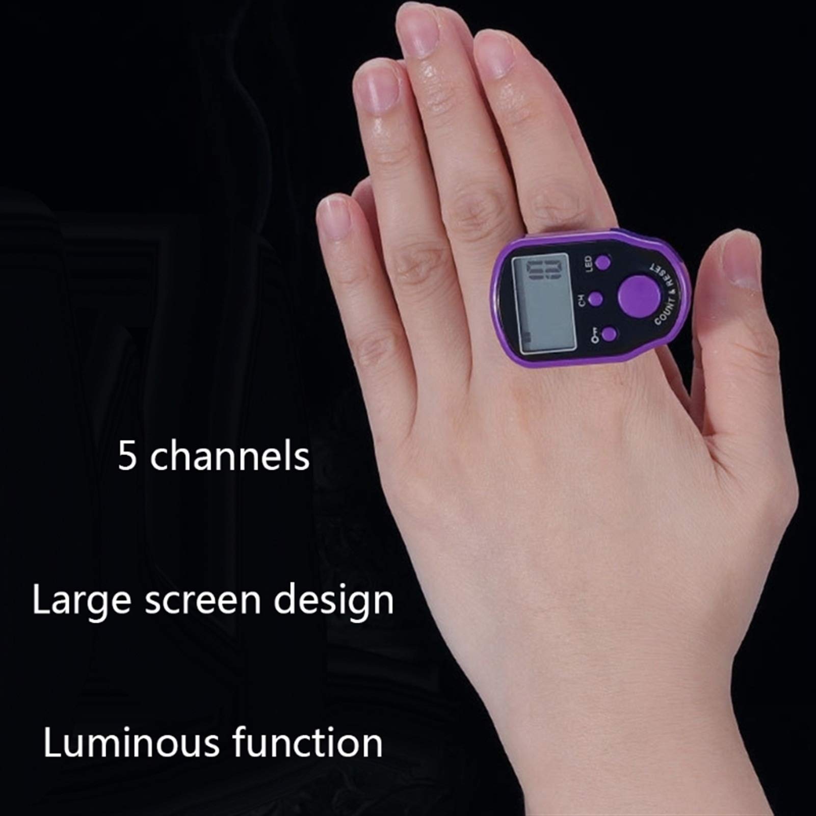 ZEFS--ESD Clicker Counter- Stitch Marker Row Hand Tally Finger Counter LCD Electric Digital Display LED Light for Sewing Knitting Weave Pray Soccer (Color : R)