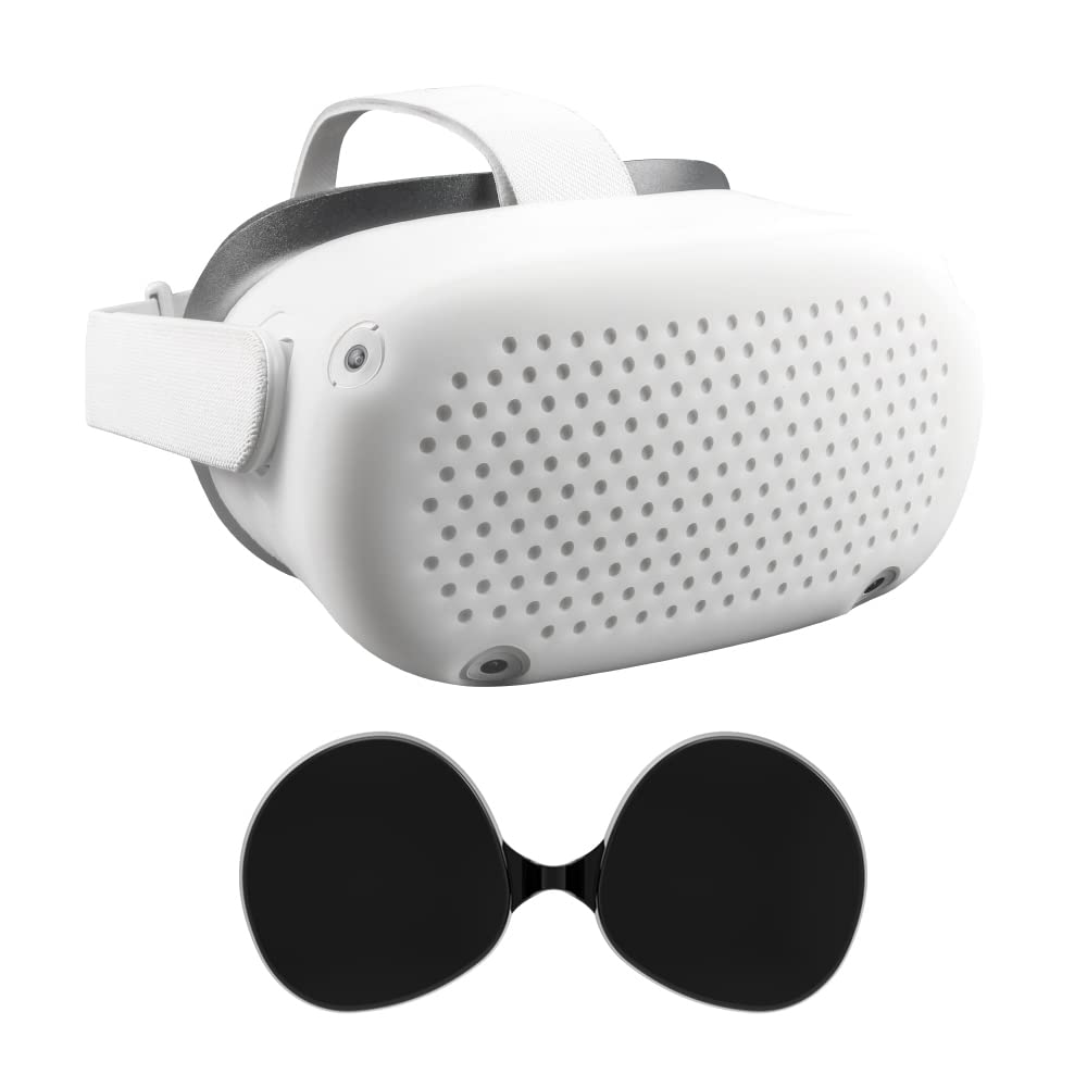 ZyberGears VR Headset Protective Shell with Lens Pad Compatible with Quest 2, Silicone Ventilation Design Protect Cover for Quest 2 - Transparent Shell