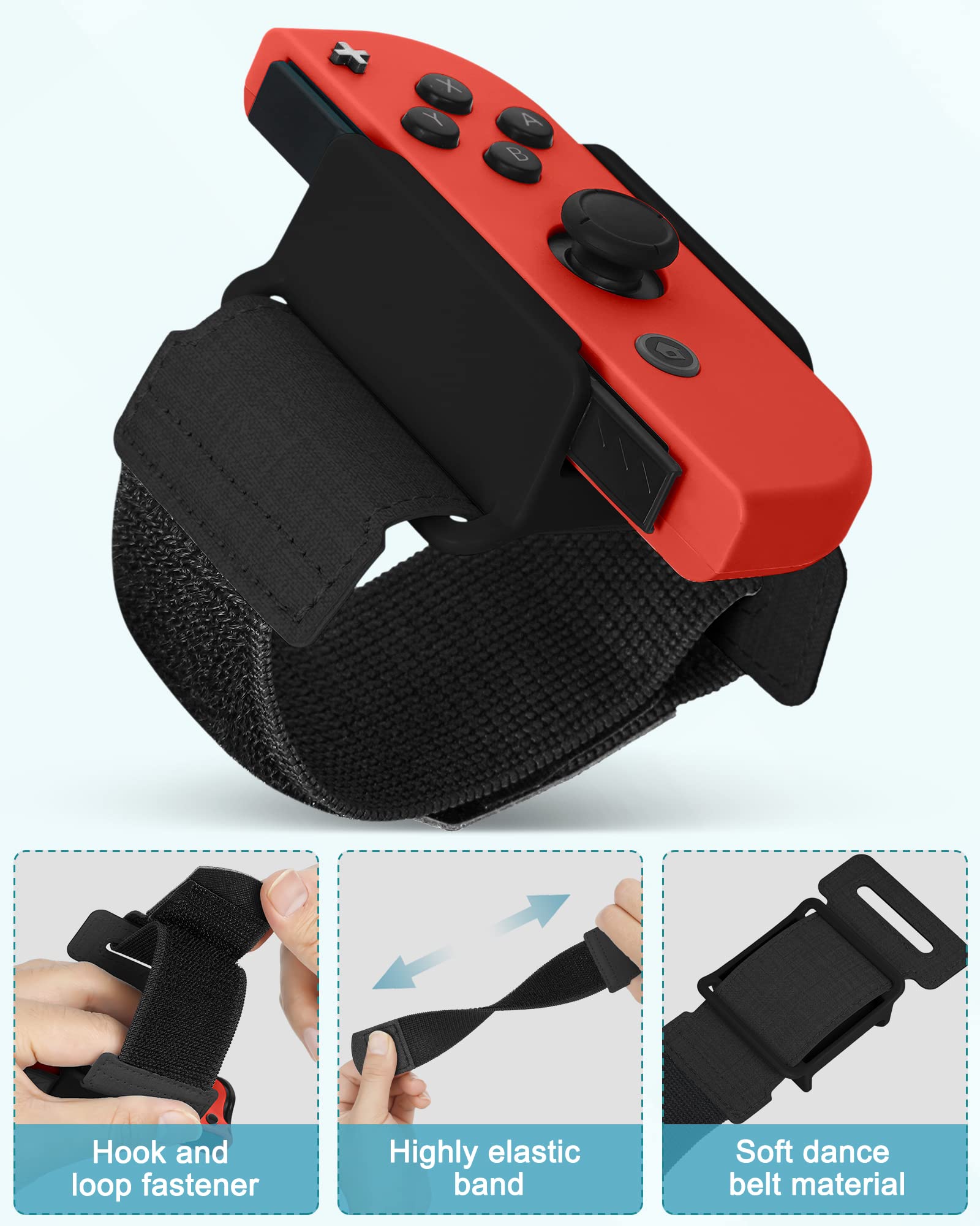 Wiilkac Upgrade Wrist Bands for Dance 2024/2023/2022/2021/2020 Switch, Two Size Comfortable Adjustable Elastic Dance Strap for Switch Joystick Controller, 2 Pack(Black)