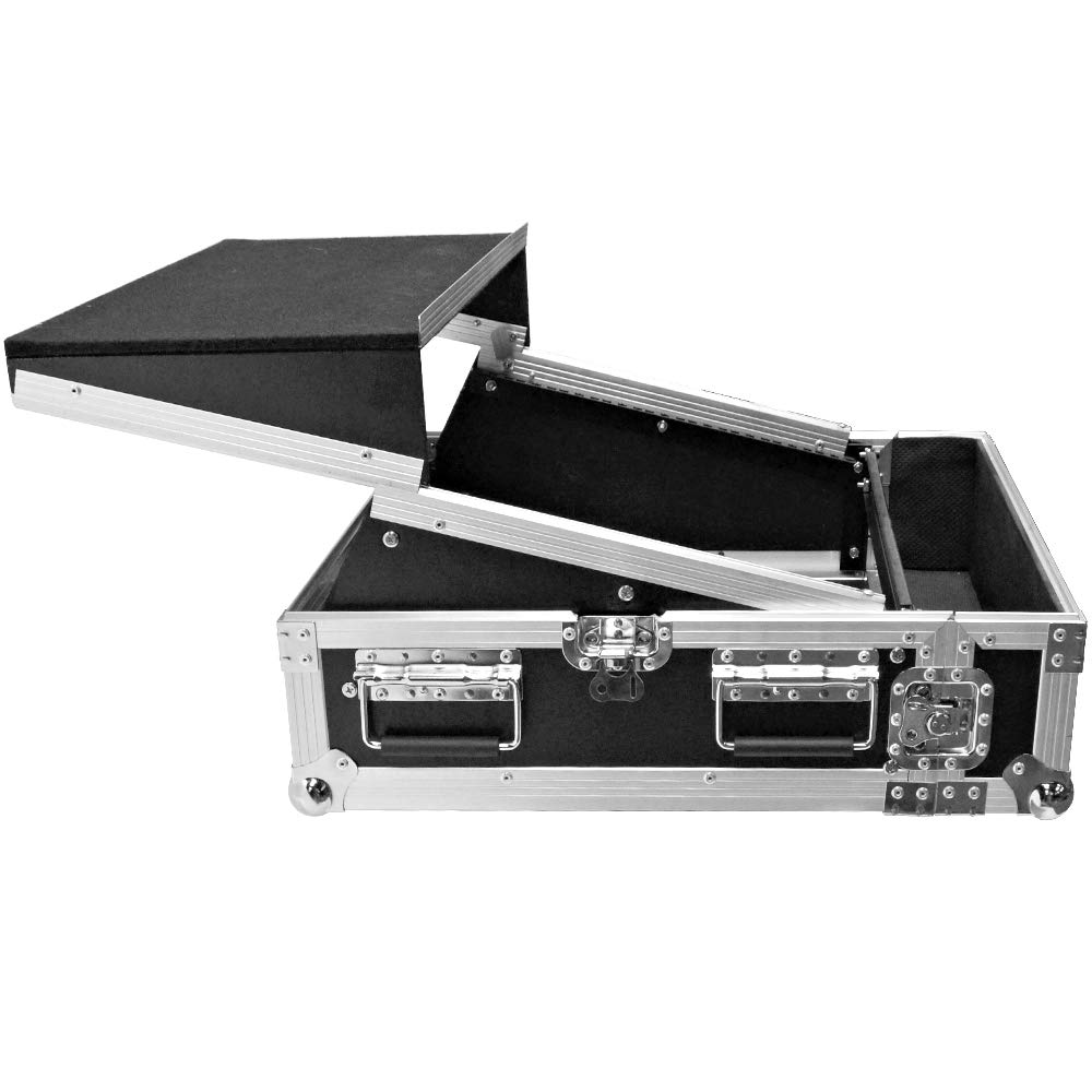 Seismic Audio - SATAC2x10 - Heavy Duty 2 Space ATA Rack Case with 10U DJ Mixer Top and Laptop Shelf - Pro Audio DJ Rack with Sliding Shelf