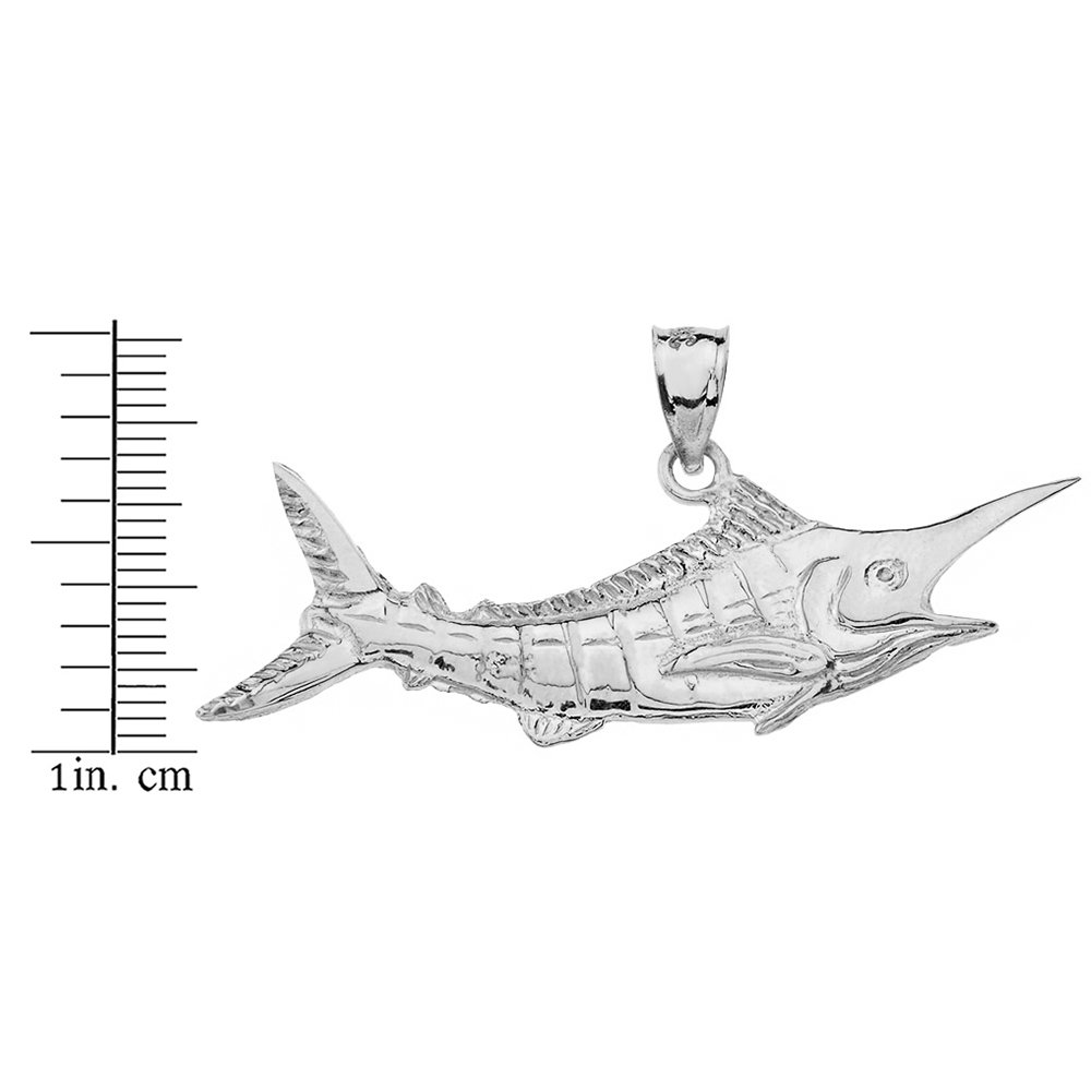 Sea Life Collection Polished 925 Sterling Silver Billfish Black Marlin Pendant