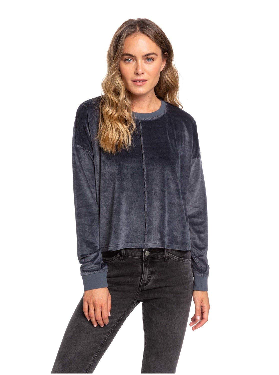 Roxy Women's Crystal Cove Velour Crewneck Fleece, Turbulence, XS