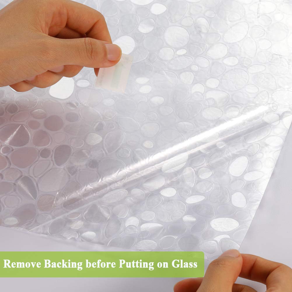 Stained Glass Window Film Decorative 3D Stones Window Cling No Glue Privacy Glass Stickers,UV Blocking Heat Control Static Cling Window Tints,17.5 x 78.7 Inches
